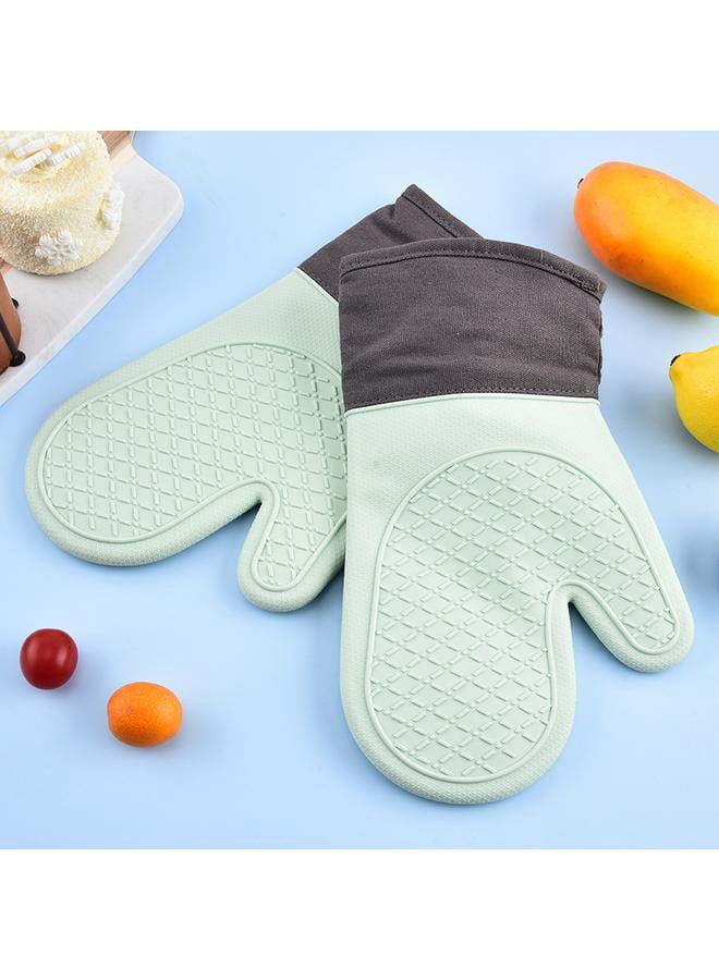 Oven Gloves green/Black，Extra Long Silicone Oven Mitts, Heat and Slip ...