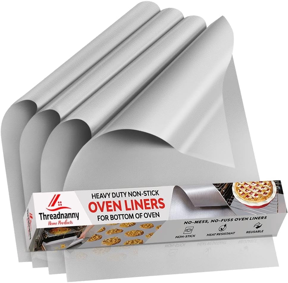 Oven Liners for Bottom of Oven, Silver 17" X 25" - Premium Large Thick ...