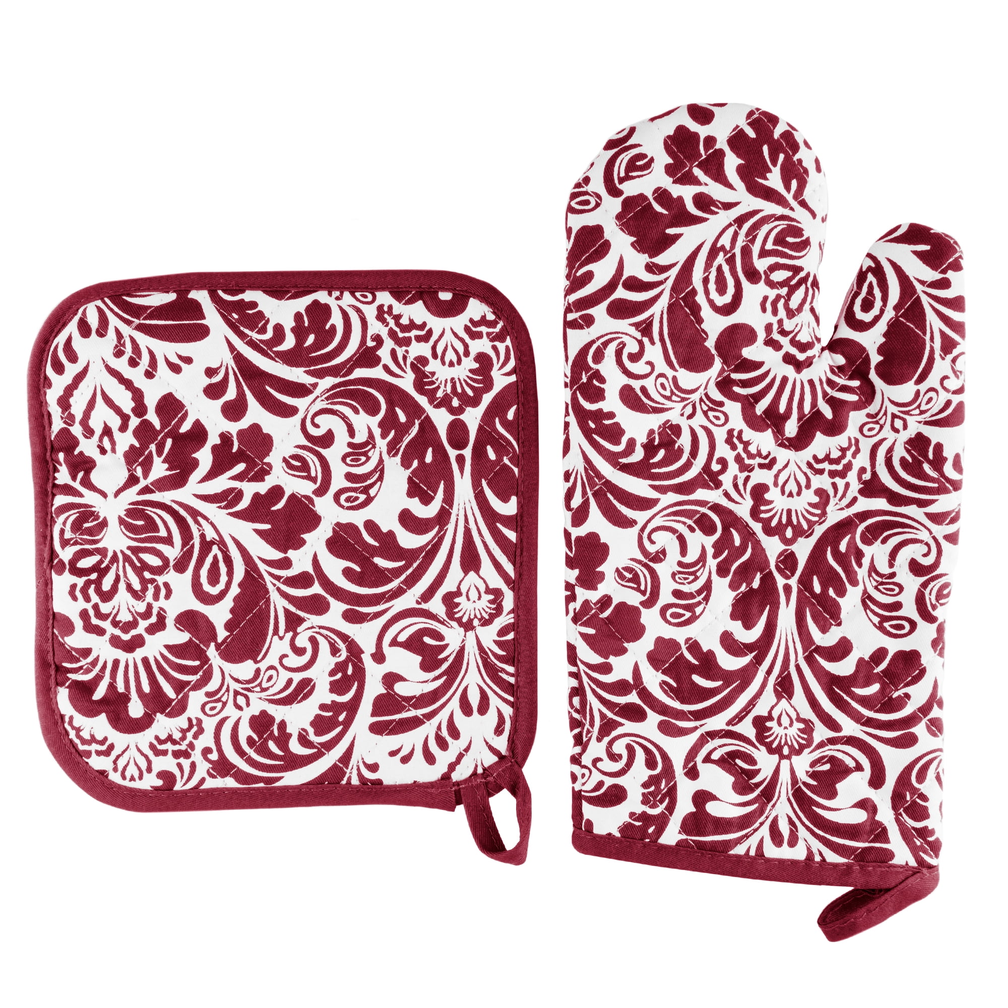 Oven Mitt And Pot Holder Set, Quilted And Flame And Heat Resistant By ...