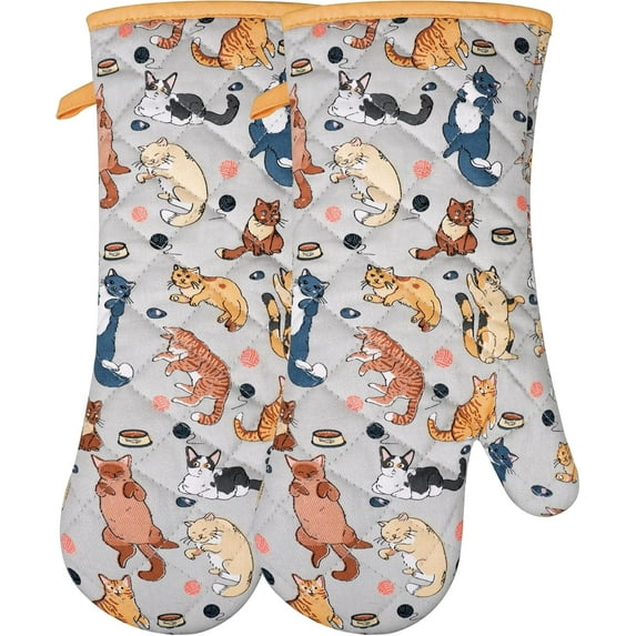 Oven Mitts Cotton Fashion Cute Cat Design 1pair Heat Resistant Oven ...