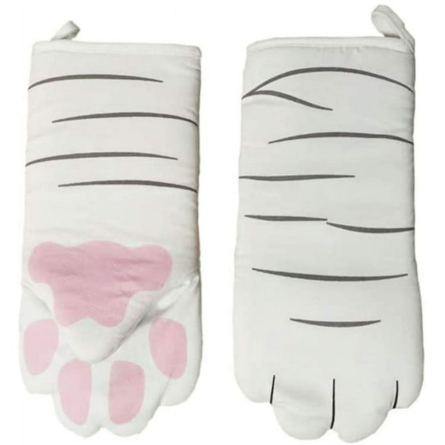 Oven Mitts Gloves Kitten, Quilted Cotton Lining- Cat Paw Design Heat ...