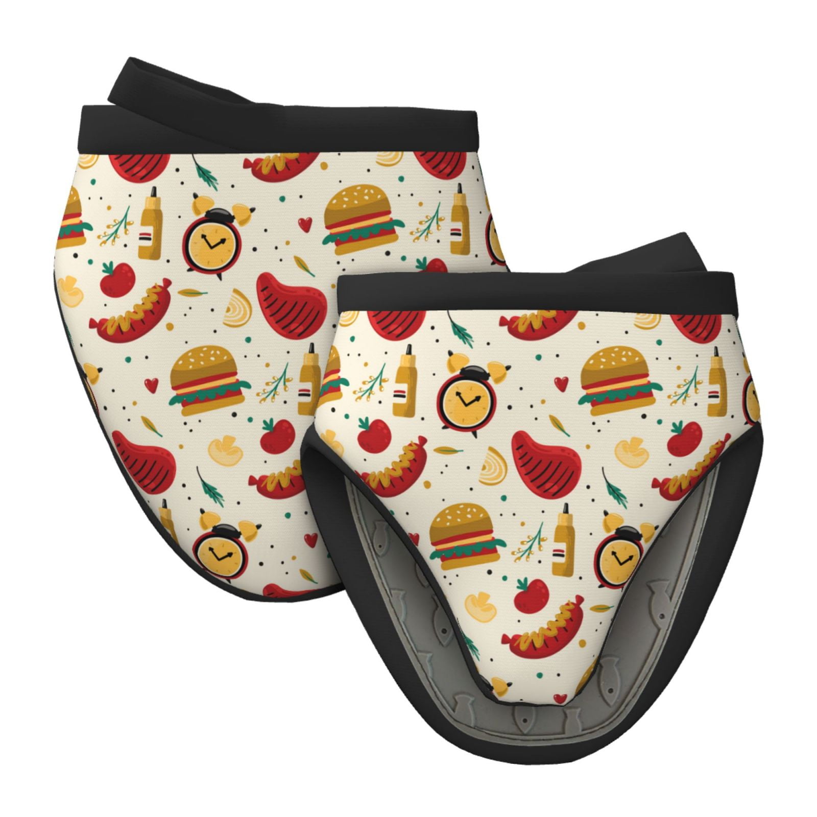 Oven Mitts Heat Resistant, Cute Food Beef Onions Mushrooms Soft Lining ...
