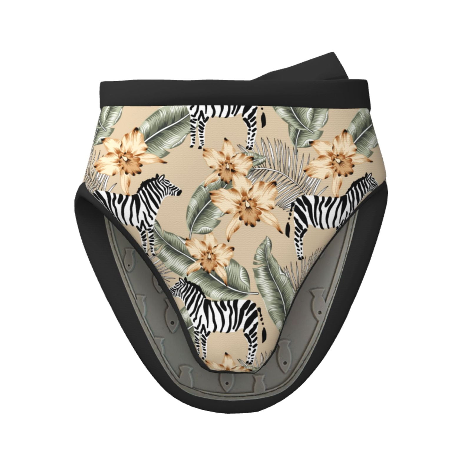 Oven Mitts Heat Resistant, zebra Tropical palm leave beige Soft Lining ...