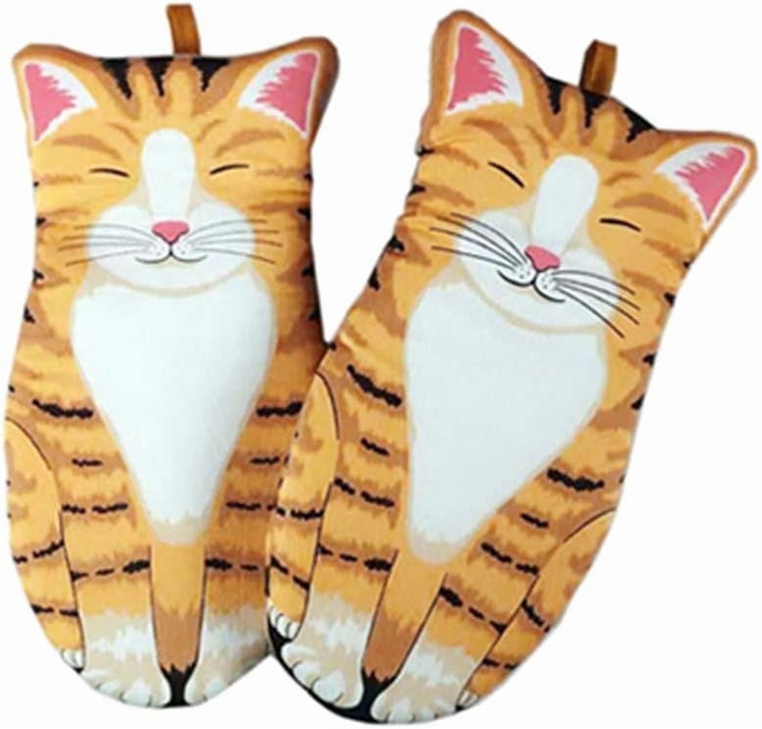 HEETLY Cute Cat Paw Oven Mitts, 1 Pair, 480°F Heat Resistant Cotton ...