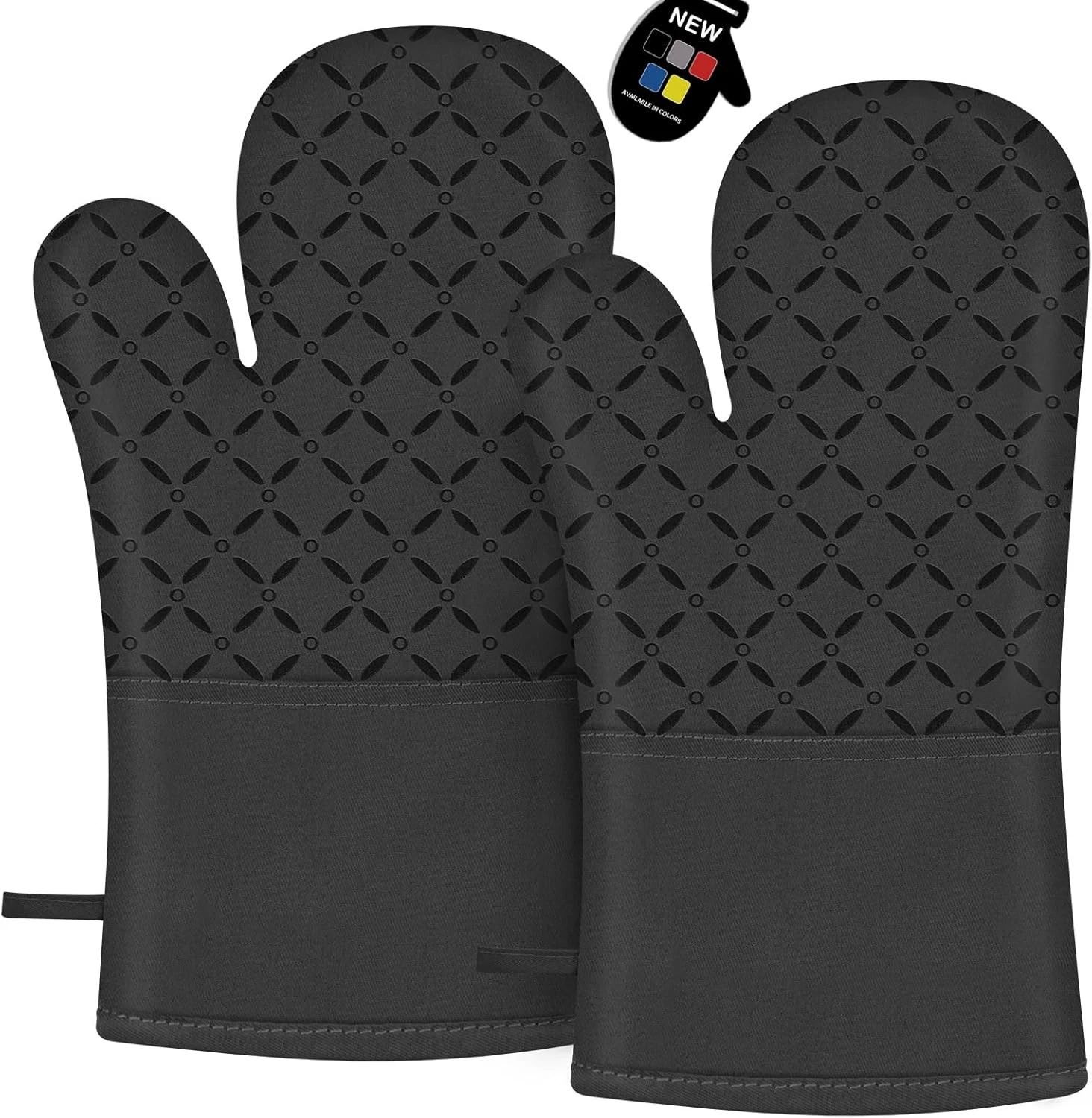 Oven Mitts, Oven Gloves Heat Resistant 500°F With Non-Slip Silicone ...