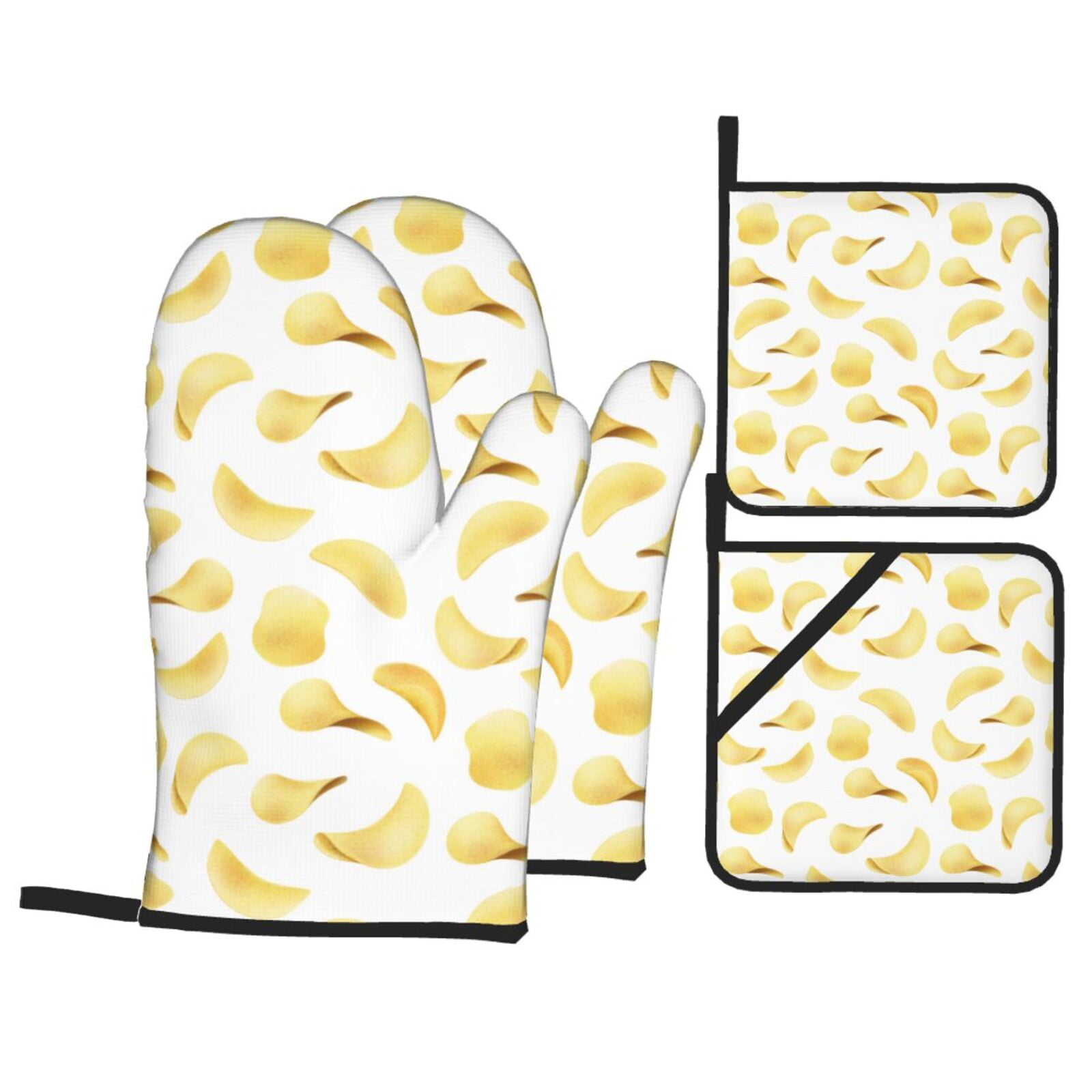 Oven Mitts and Pot Holders 4 Piece, potato chips High Heat Slip ...
