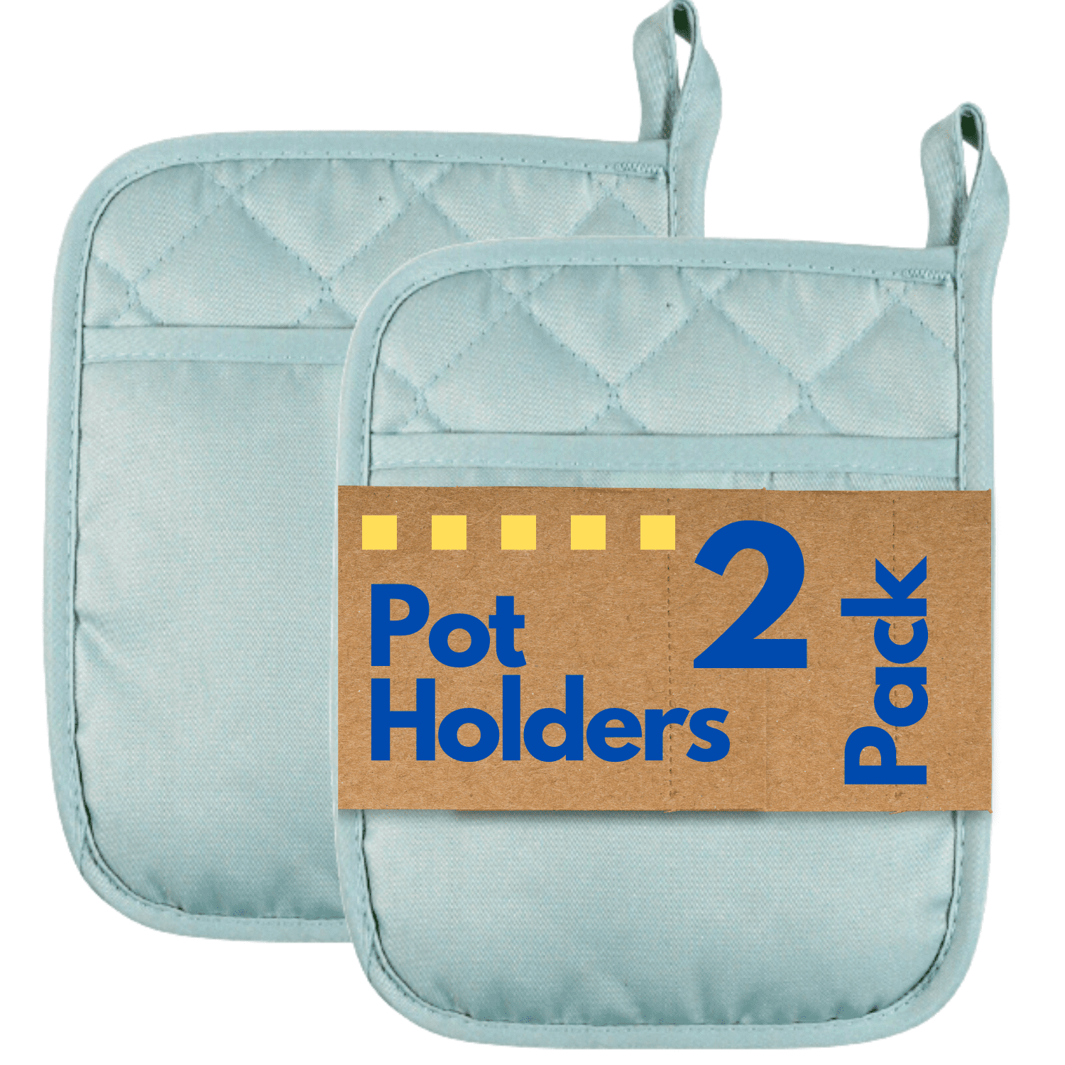 Oven Mitts - Pot Holders For Kitchen - Soft Teal Polyester / Rubber ...