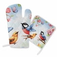 Oven Mitts and Pot Holders Set Flowers Birds Heat Resistant Kitchen ...