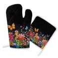 Oven Mitts and Pot Holders Set Spring Flowers Butterfly Heat Resistant ...