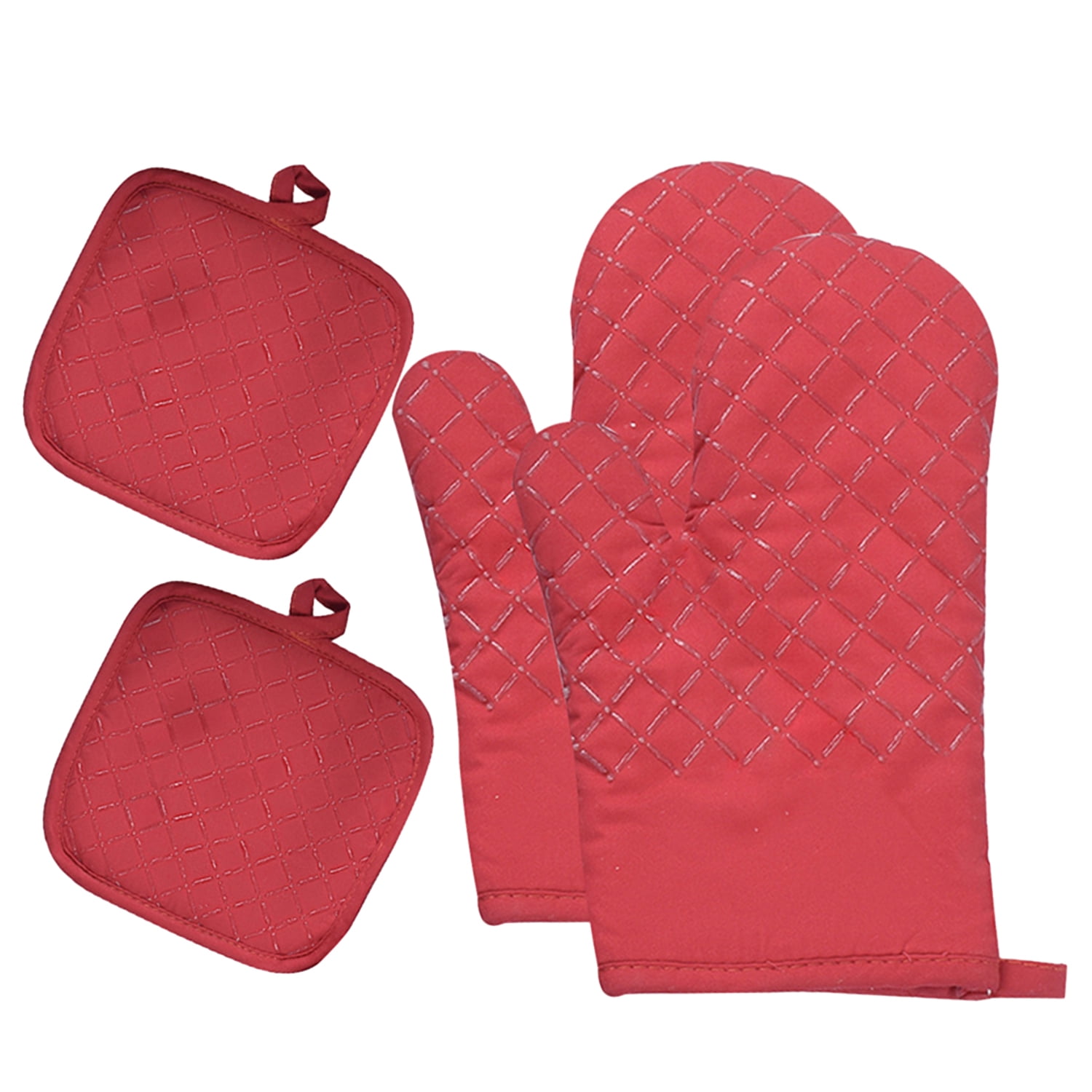 Oven Mitts and Pot Holders Sets, Heat Resistant Kitchen Oven Gloves ...