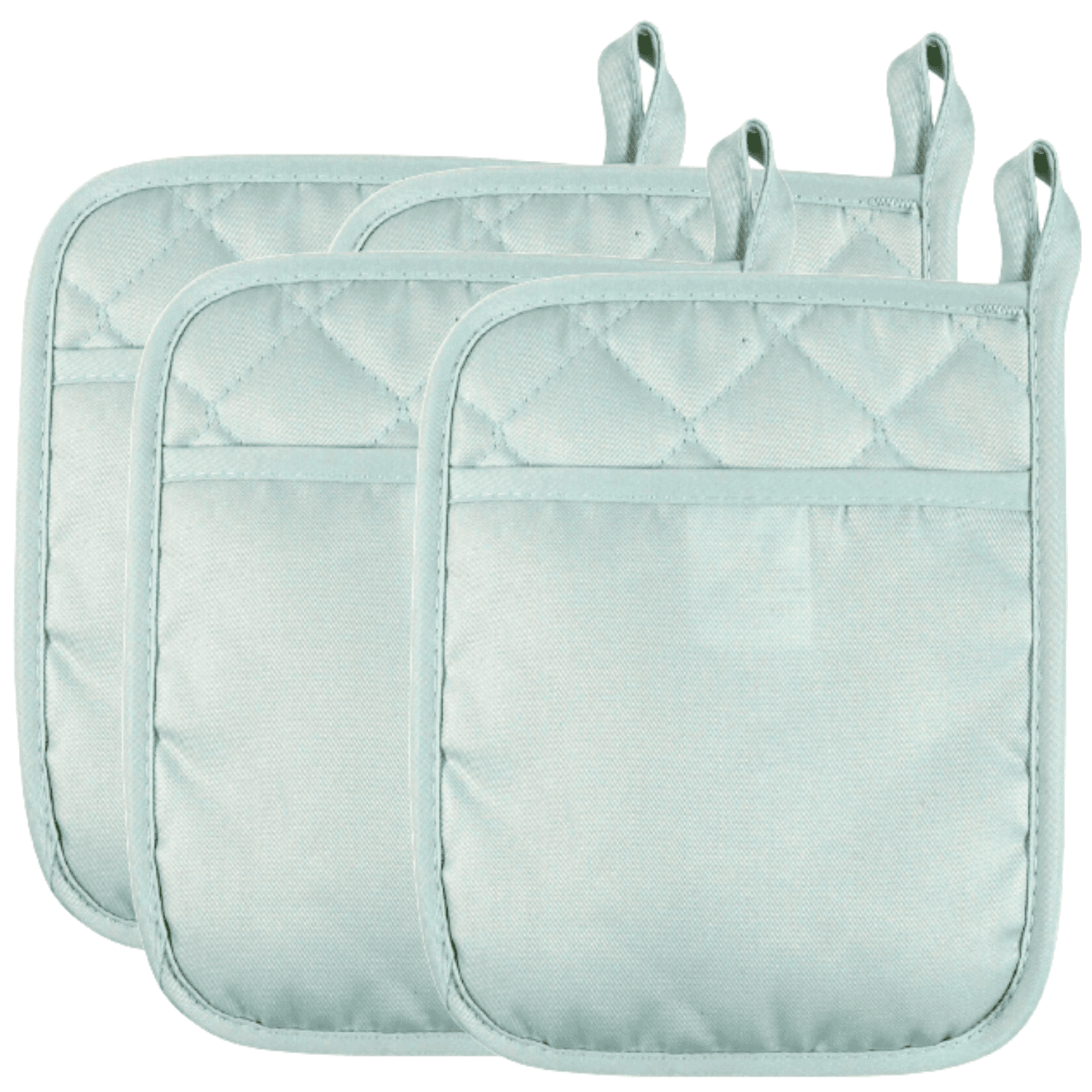 Oven Mitts Pot Holders Soft Teal Polyester/Rubber Oven Mitts, 9x7 in ...
