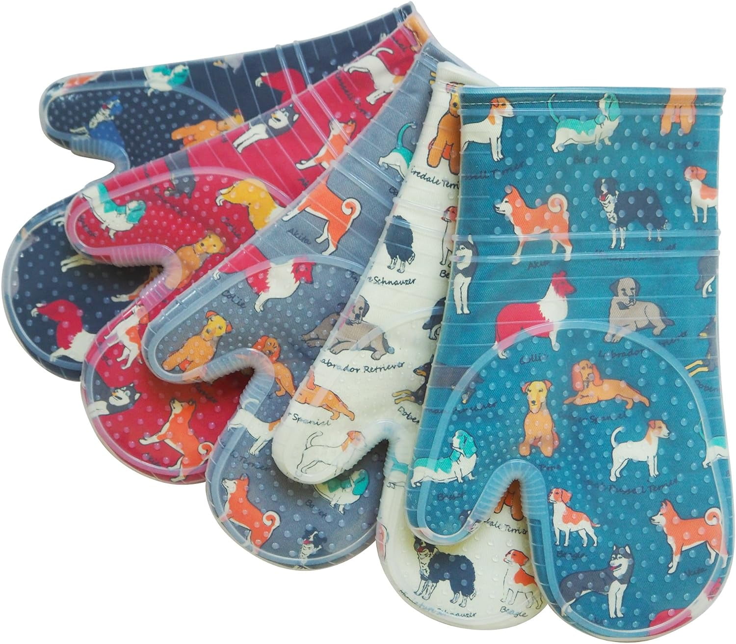 Oven Mitts Set of 2 with Transparent Clear Silicone Shell and Nice ...