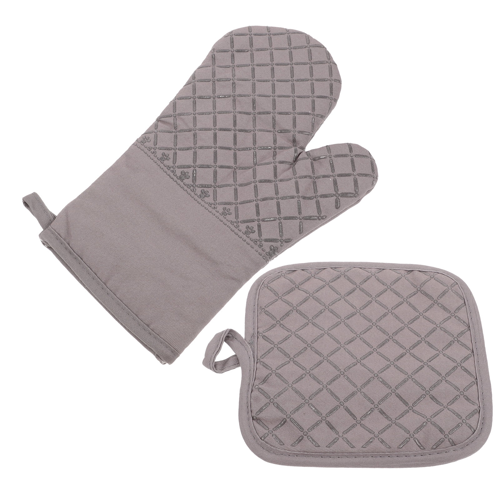 Oven Mitts Set Pot Holder Silicone Oven Mitts Heat Resistant Cooking ...