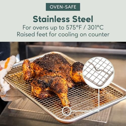 Oven-Safe, Dishwasher-Safe 100% Stainless Steel Cooling & Baking Rack ...