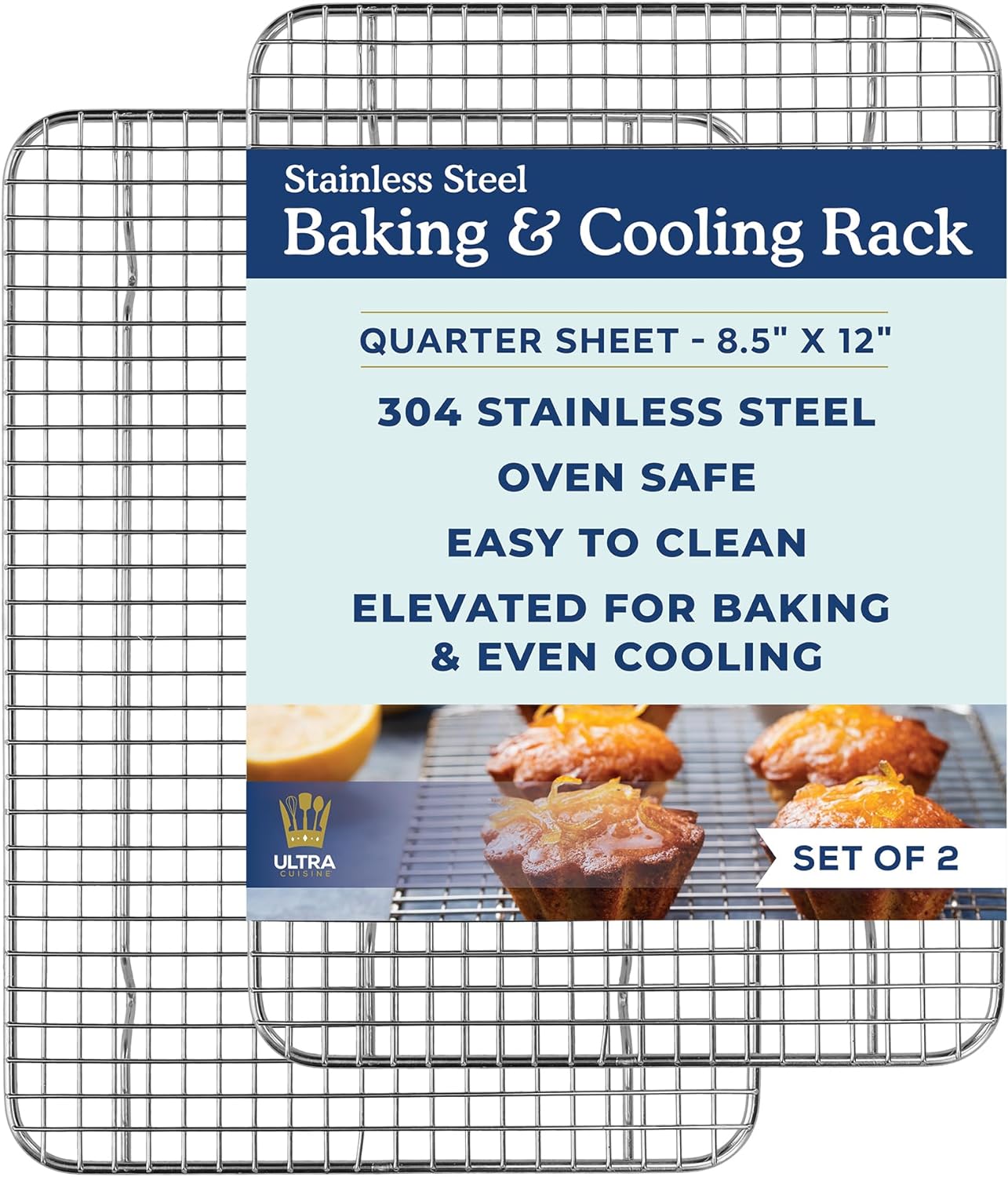 Oven-Safe, Dishwasher-Safe 100% Stainless Steel Cooling & Baking Rack ...