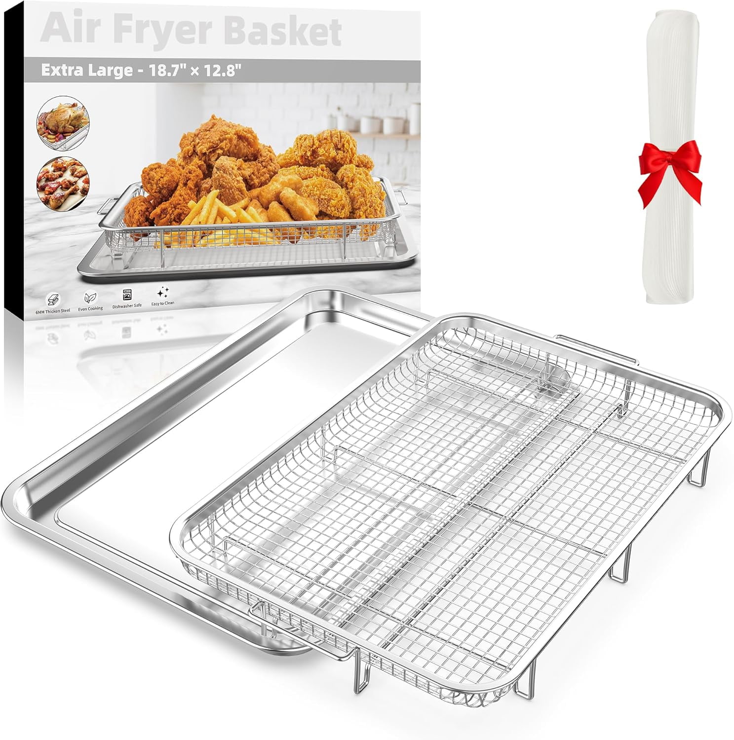 Oven air rack basket, extra large 18.8" x 12.8" oven air frying basket ...