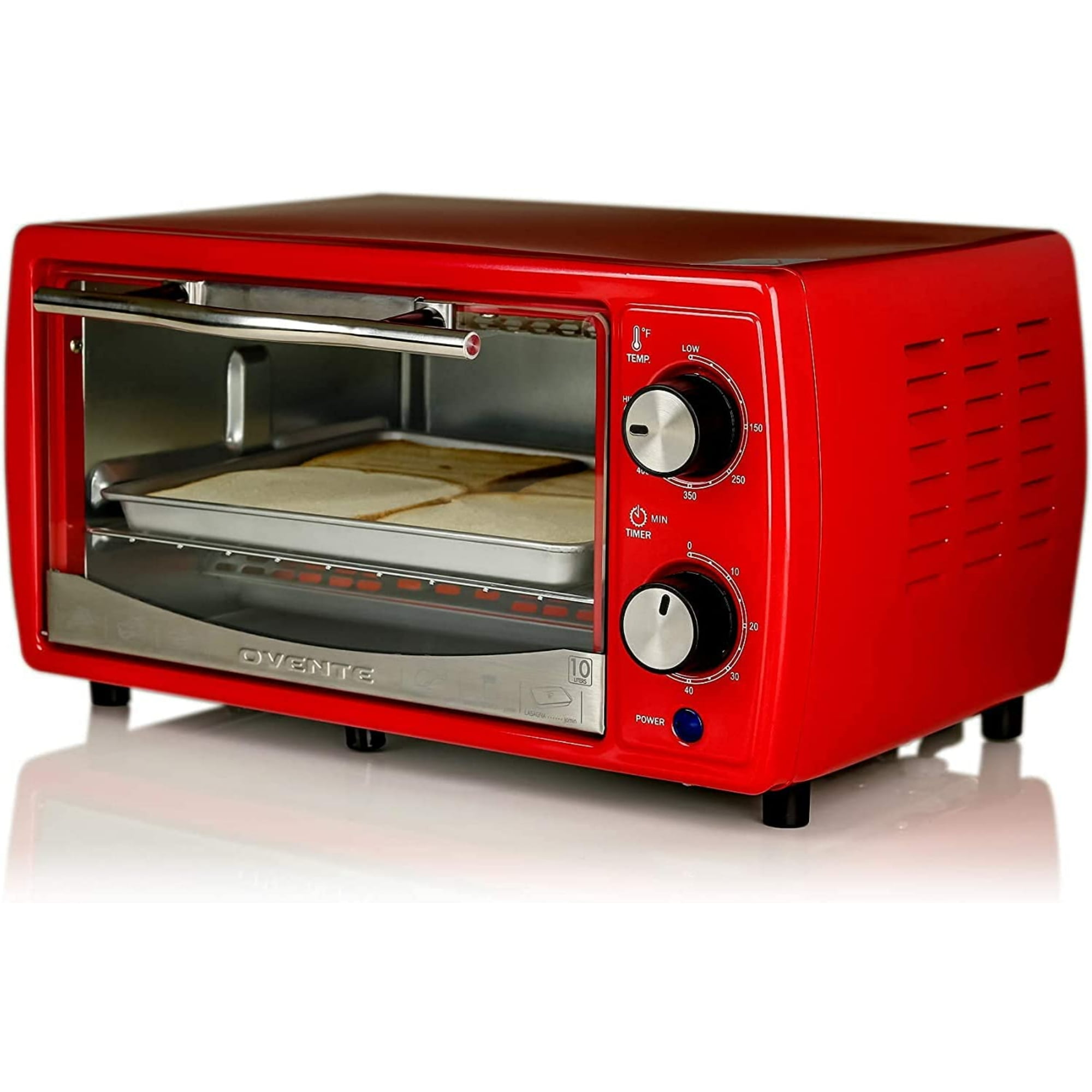 Ovente 4 Slice Countertop Toaster Oven, 700W Stainless Steel Body, 60 ...