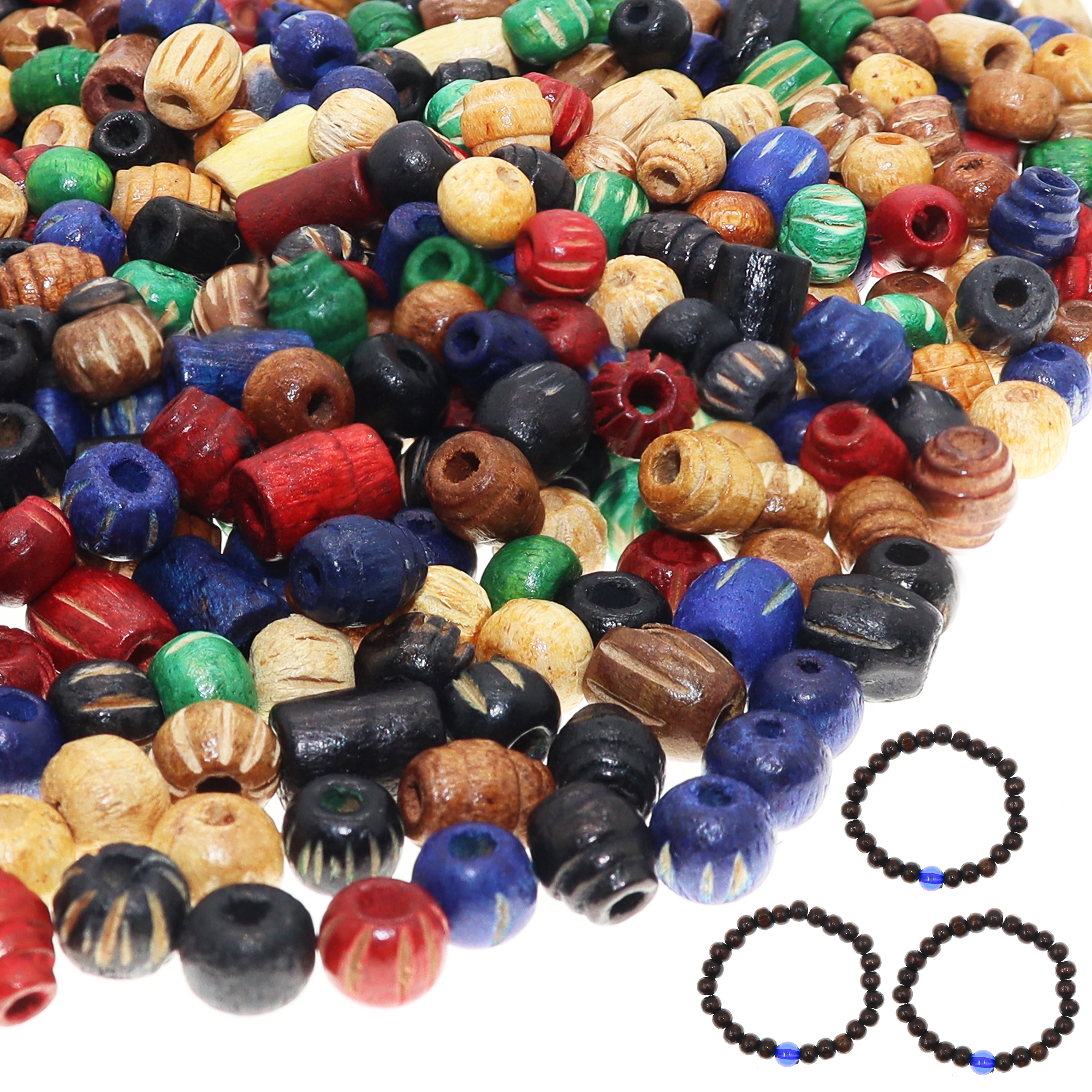 Over 1500 Pcs Wood Beads for Jewelry Making - Assorted Natural Wooden ...