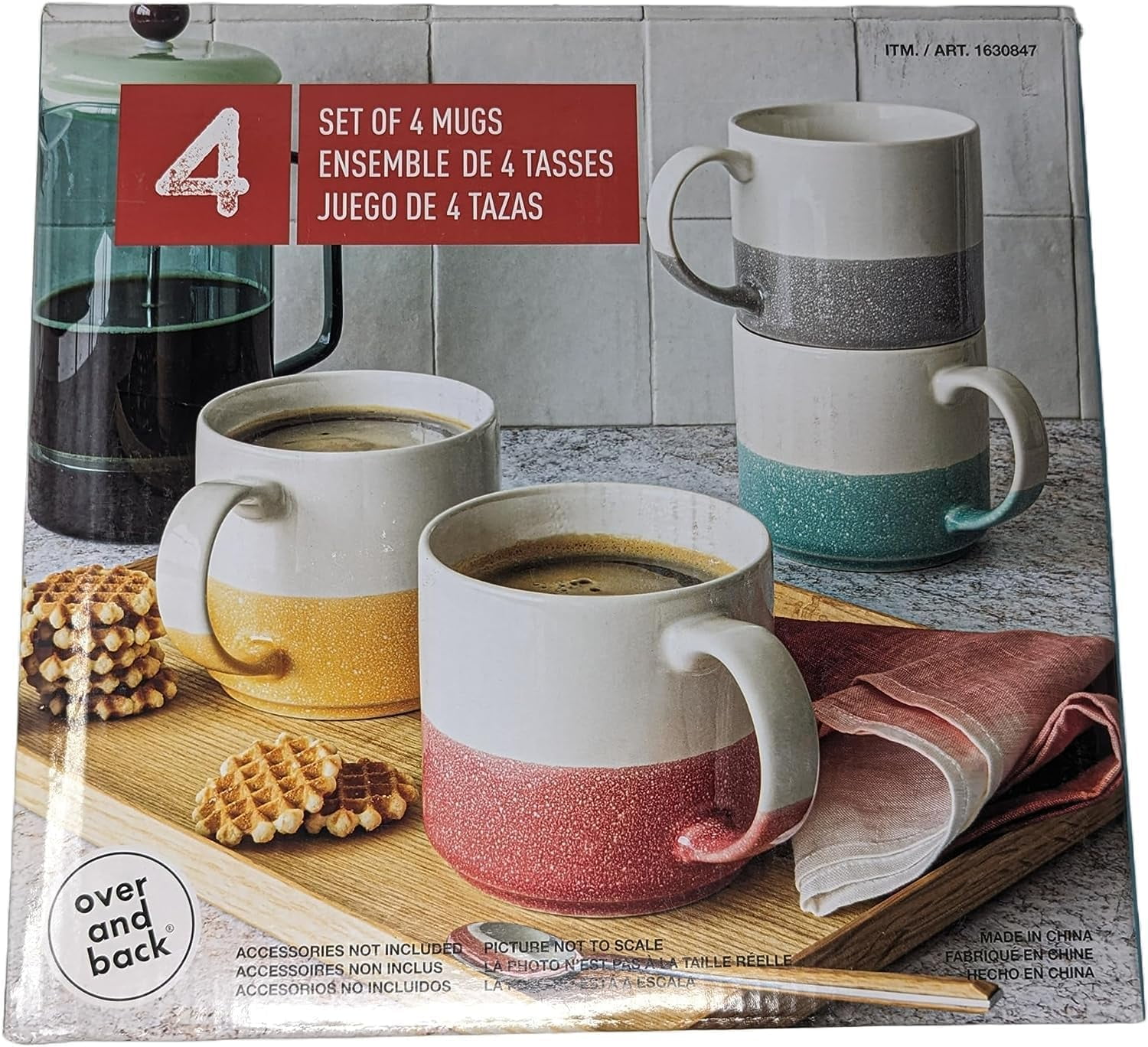 Over & Back:16 oz Porcelain Coffee Mugs Set, Stoneware Coffee & Tea ...