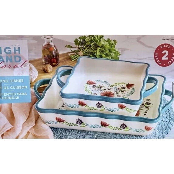 Over & Back Highland Floral Microwave Safe Serving Dishes, Oven-to ...
