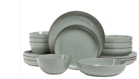 Over & Back Options 16-Piece Dinnerware Set, Sage Light Green - Service ...
