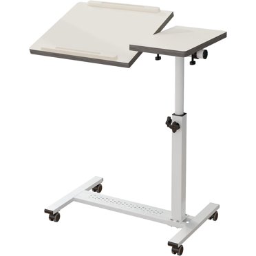 Overbed Bedside Desk Mobile Rolling Laptop Stand Tilting Overbed Table ...