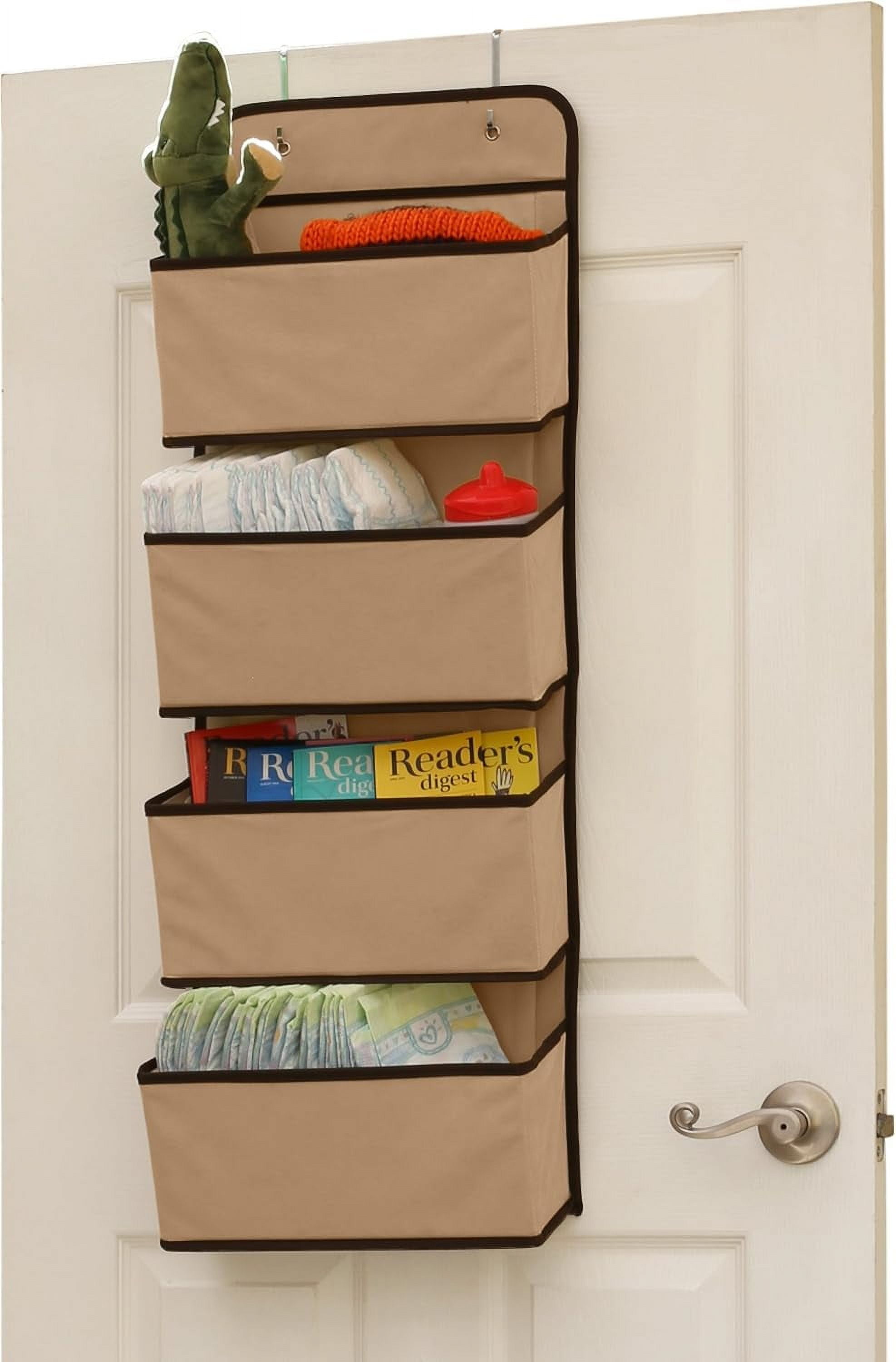 Over Door 4 Clear Window Pocket Organizer with 3 Pockets, Grey ...