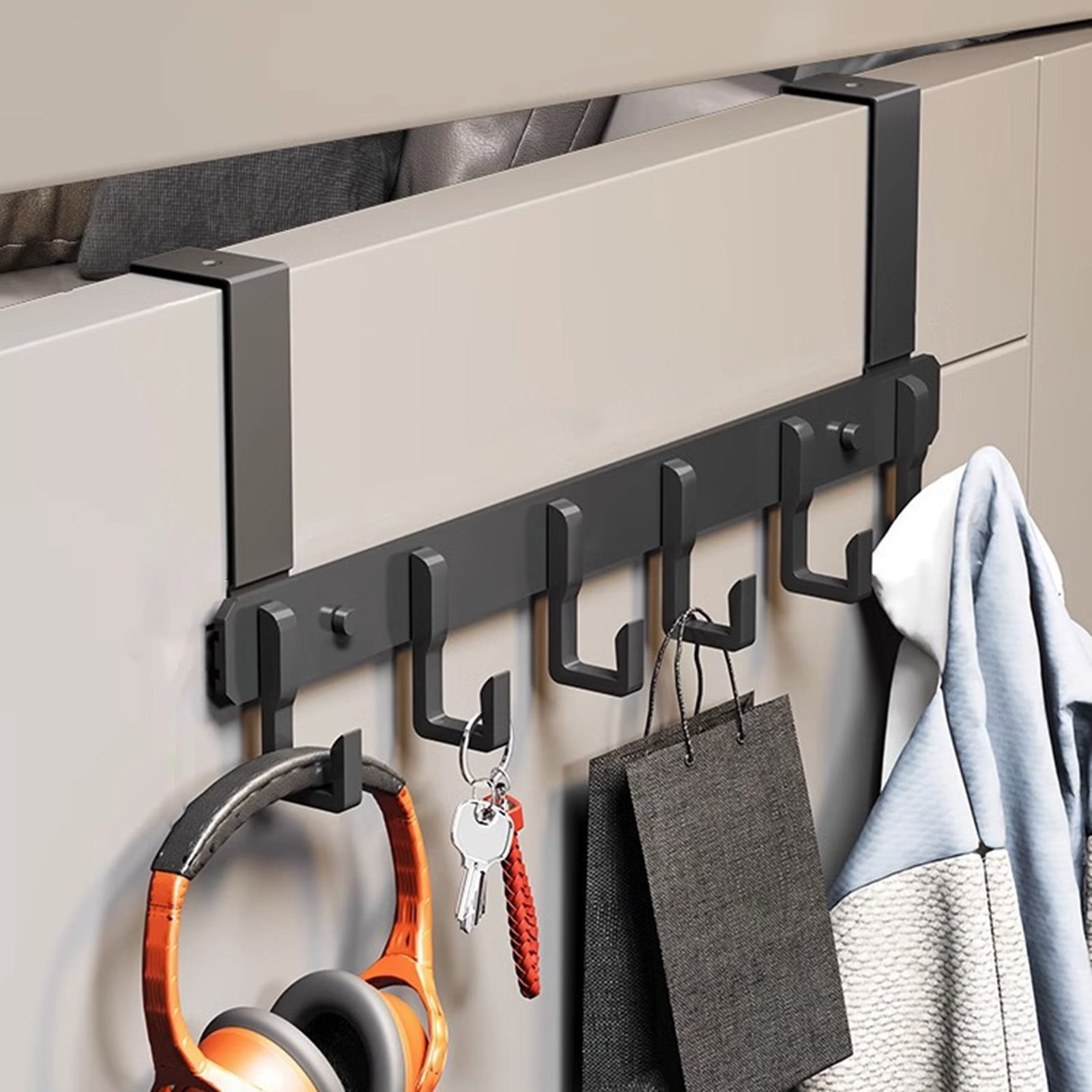 Over Door 6-Hook Hanger, No Drill Metal Clothes Organizer for Bedroom ...