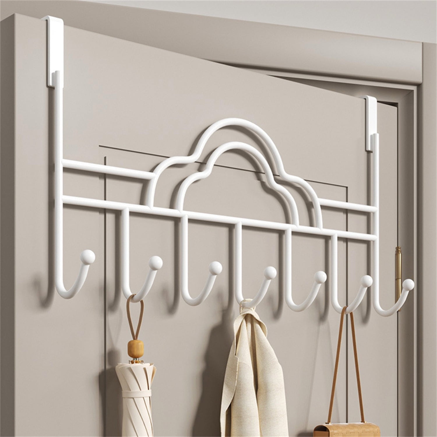 Over Door Hanger with 7 Hooks,Bexikou Metal Over The Door Towel Hook ...