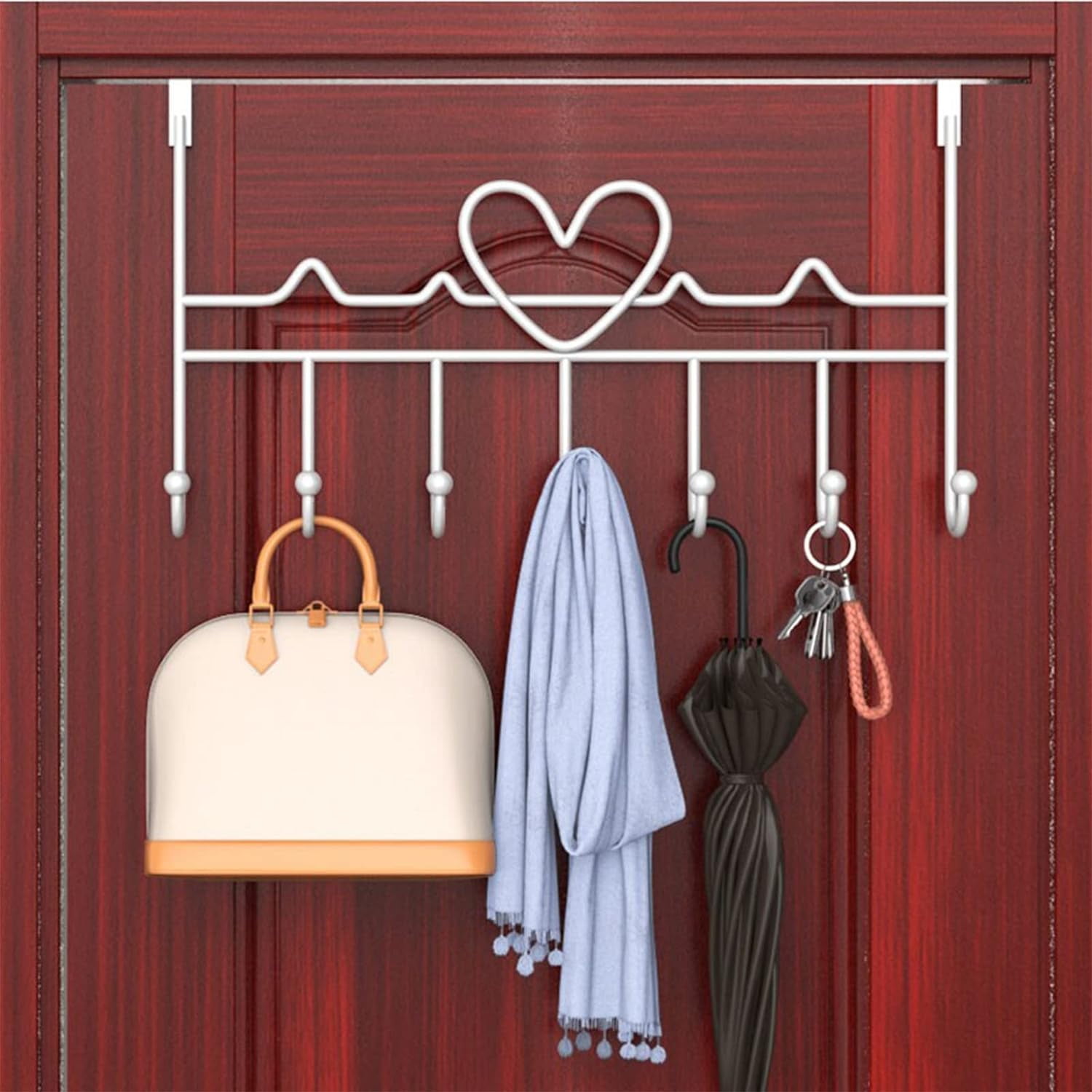 Over Door Hanger with 7 Hooks, Metal Over the Door Towel Hook ...