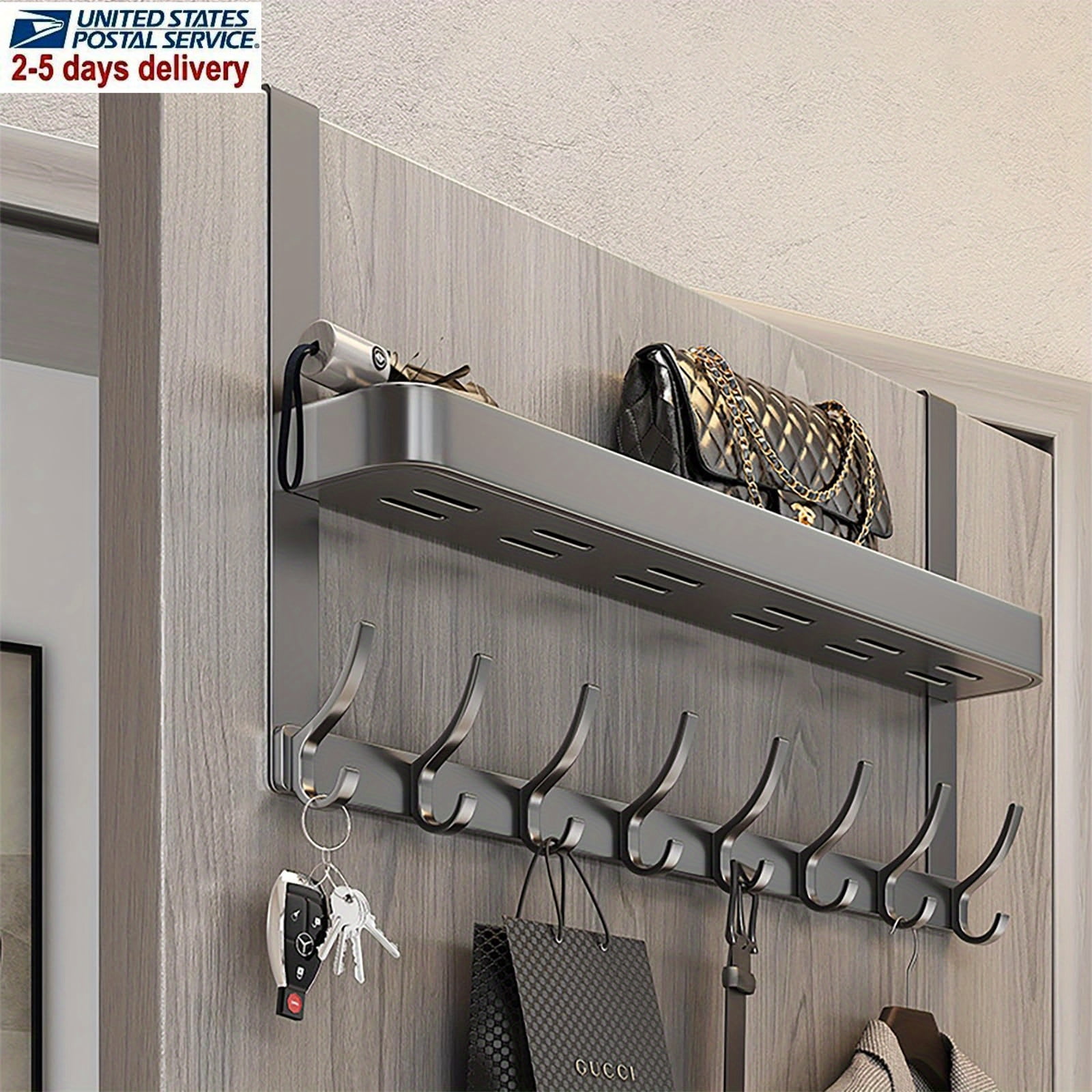 Over Door Hooks No Drill Heavy Duty Hanger, Adjustable Bathroom Door ...