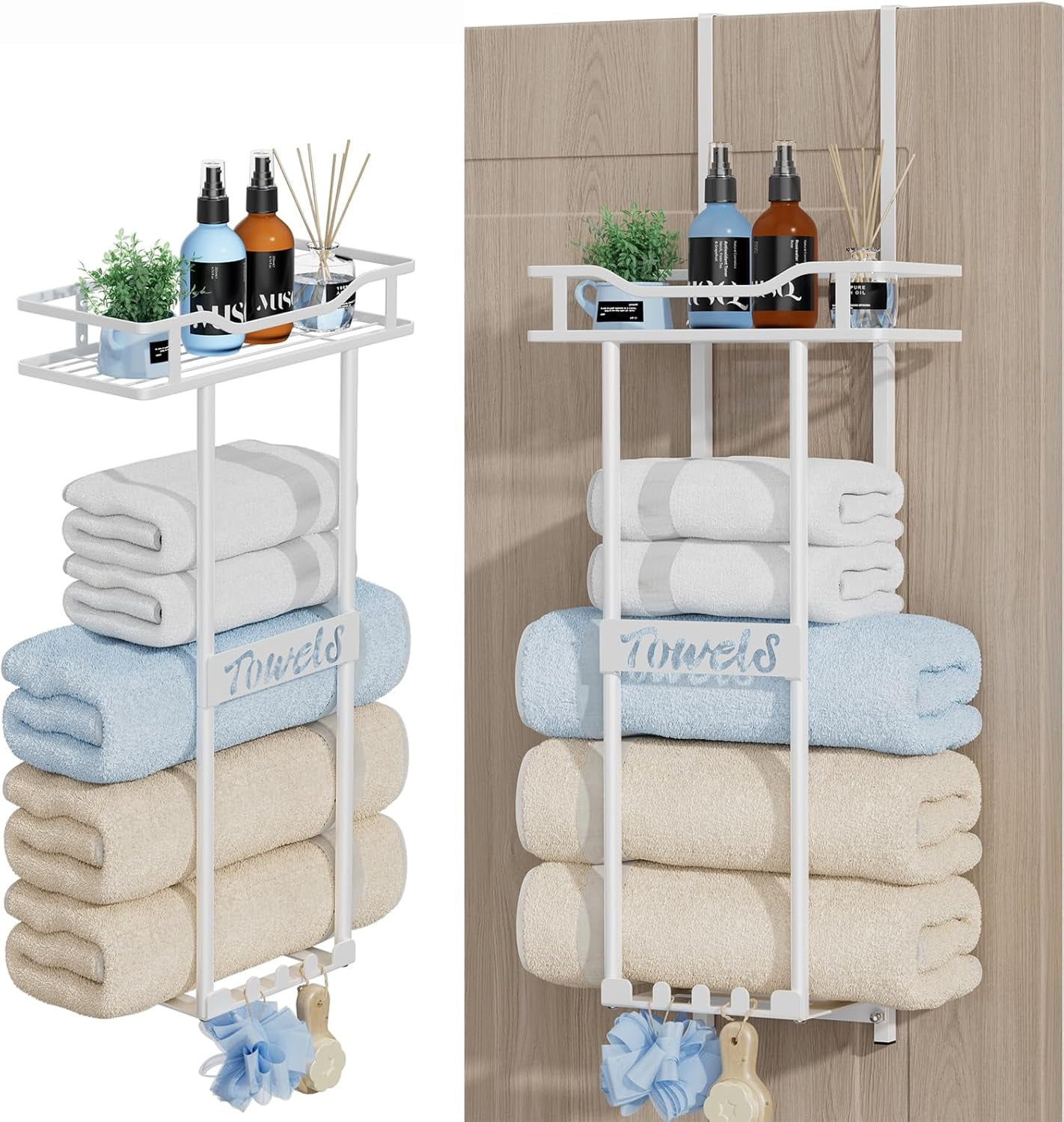 Over Door Towel Rack - Towel Racks for Bathroom Wall Mounted Or Over ...