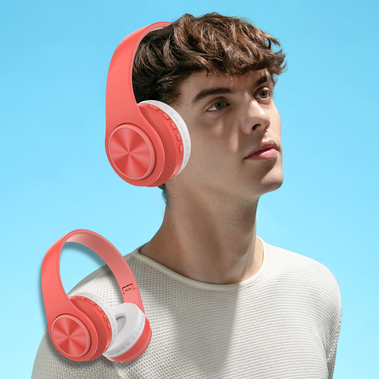 Over-Ear Bluetooth Wireless Headphones, V5.0 HD Stereo Sound Sports ...