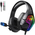 Over Ear Gaming Headset with Mic, Wired Gaming Headphones with RGB LED ...