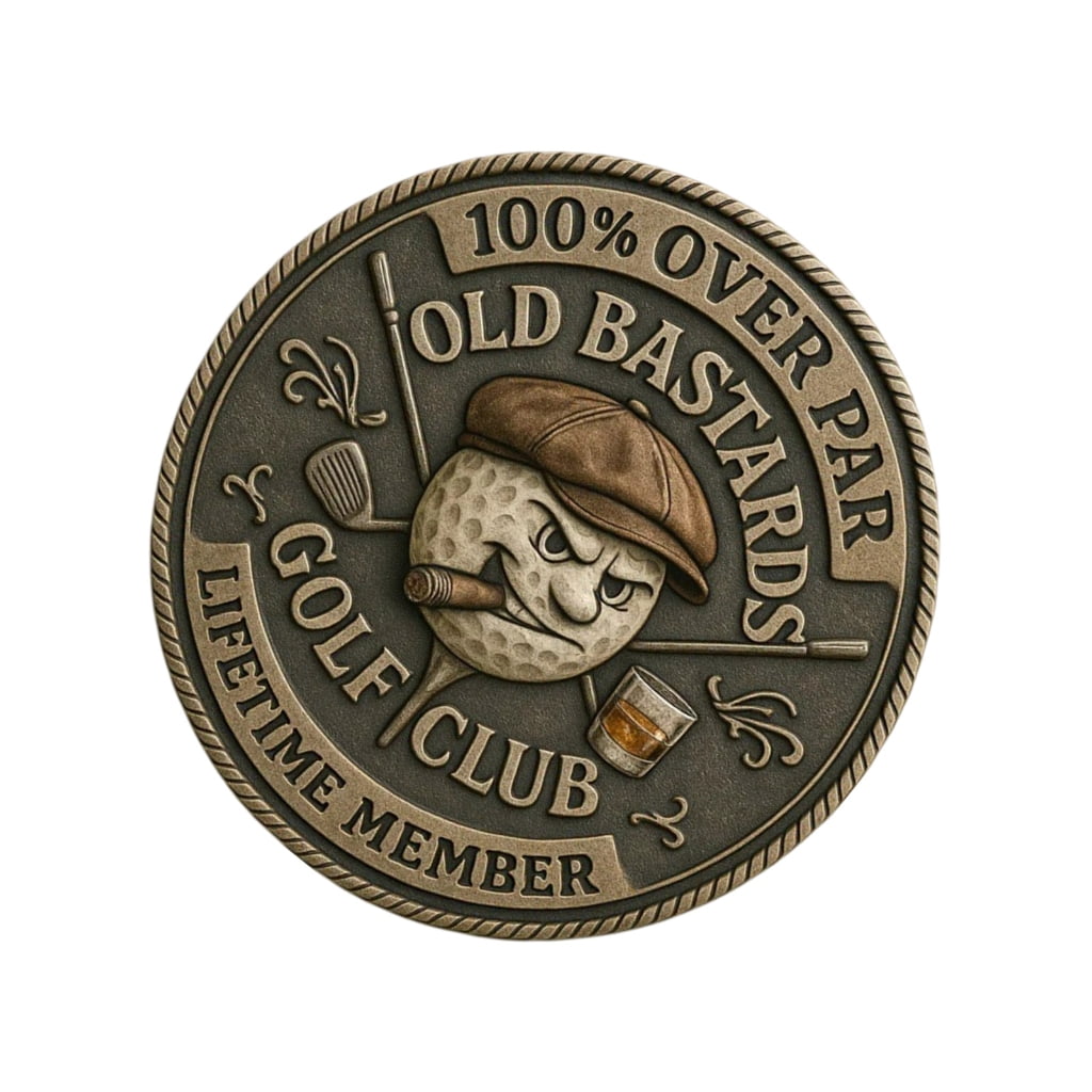 Over Par Old Bastards Golf Coin Funny Golf Challenge Coin Golf ...