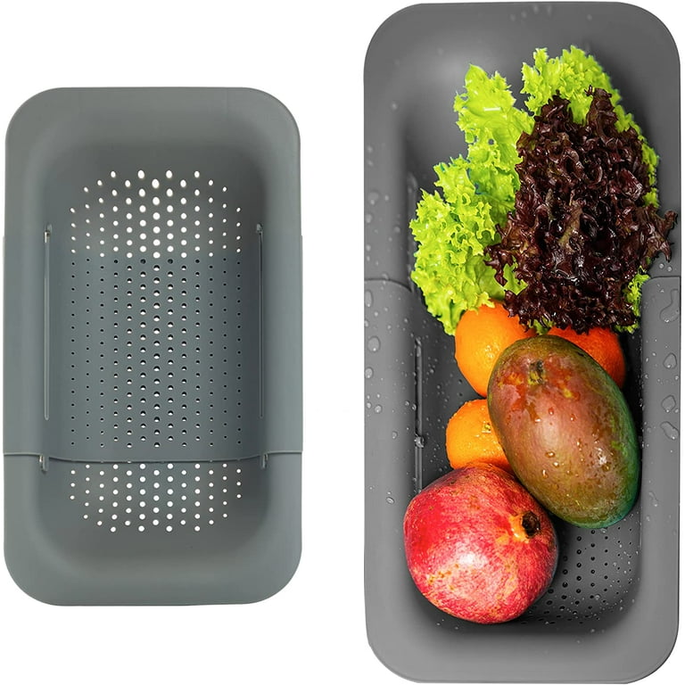 Over the Sink Colander Strainer Expandable Colander Sink Basket Strainer Kitchen Fruit Strainer Collapsible Strainer for Vegetables Pasta Food
