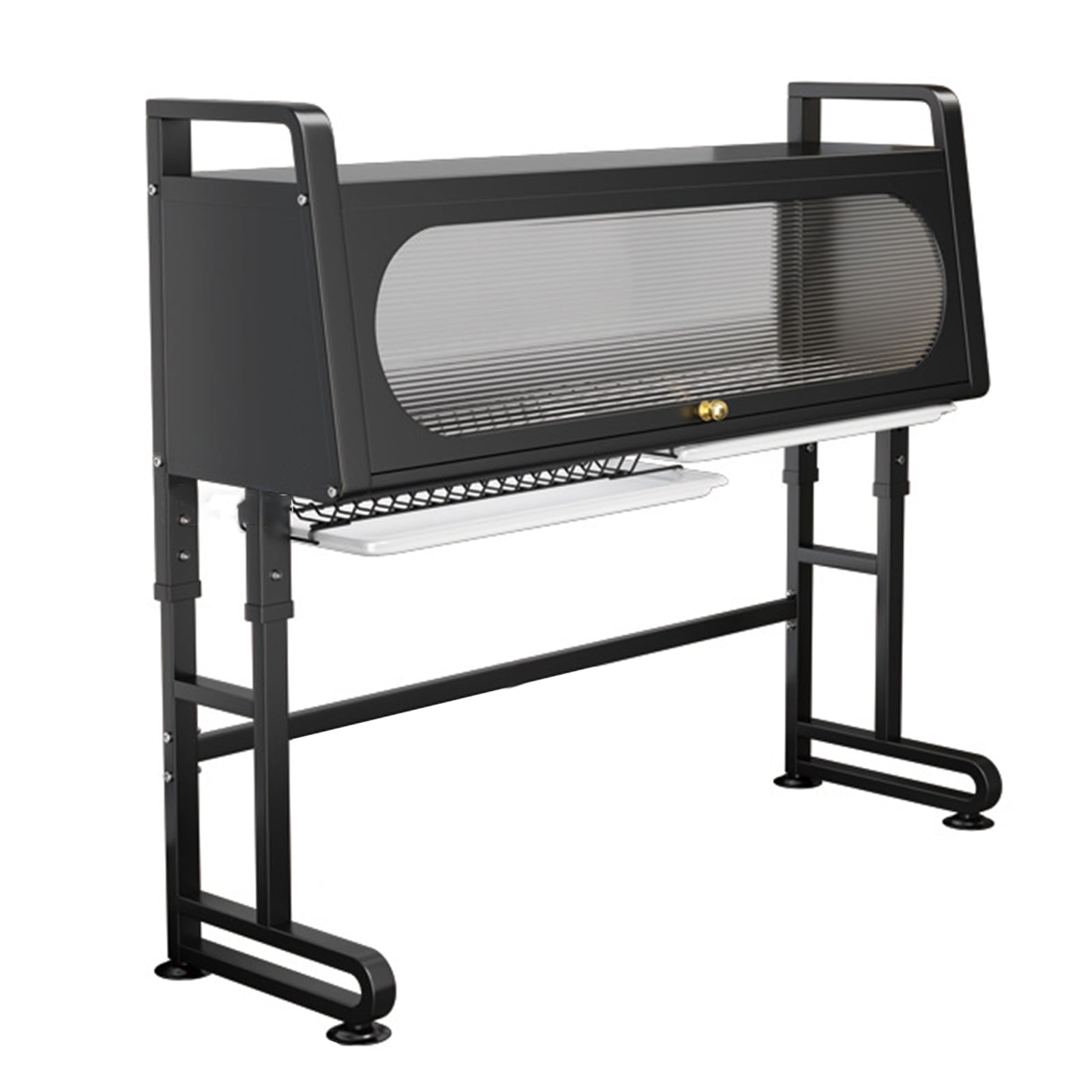 Over-Sink Dish Drying Rack with Cover Height Adjustable Bowl Plate ...