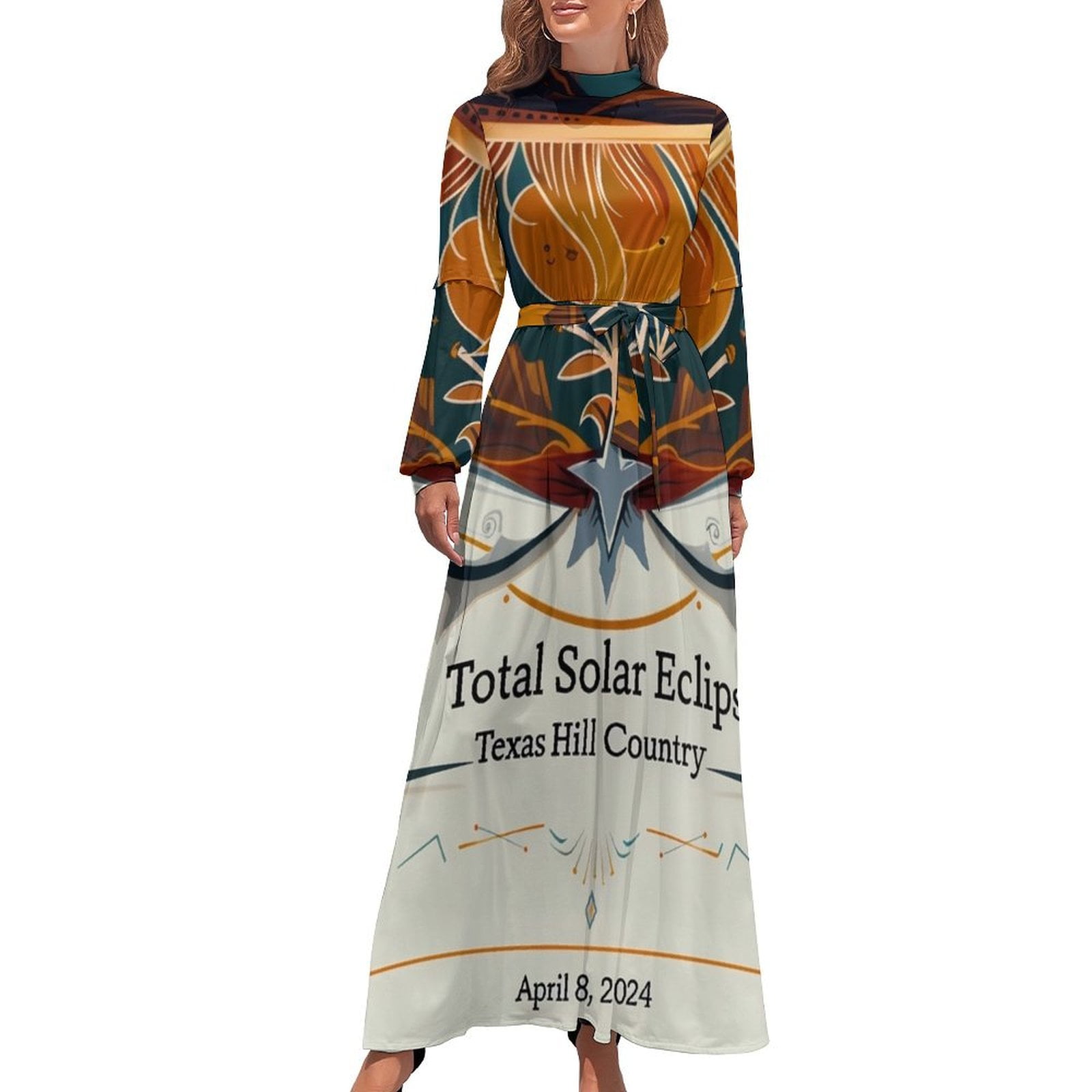 Over Texas Hill Country: April 8 2024 Solar Poster Long Dress prom ...