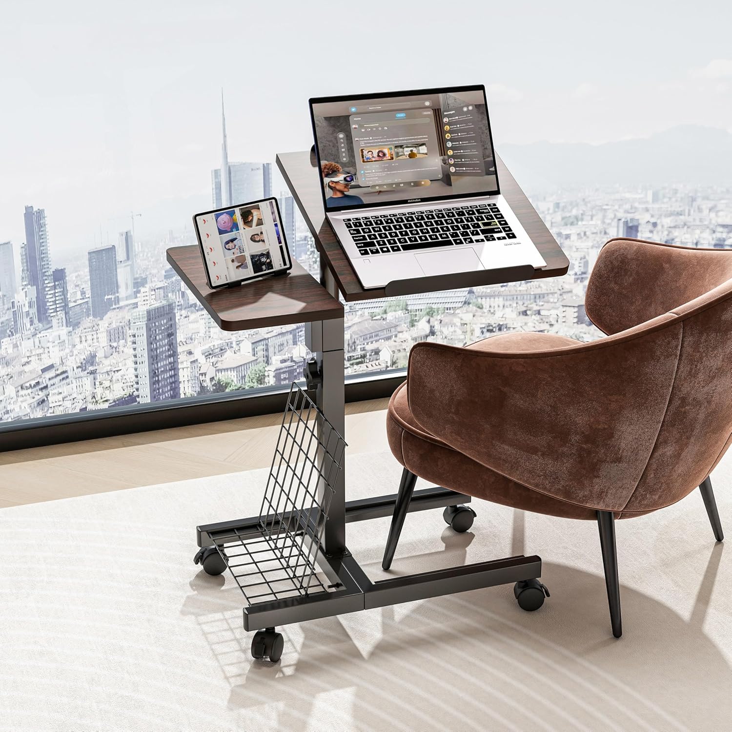 Over The Bed Table with Wheels Small Side Table Laptop Stand for Couch ...