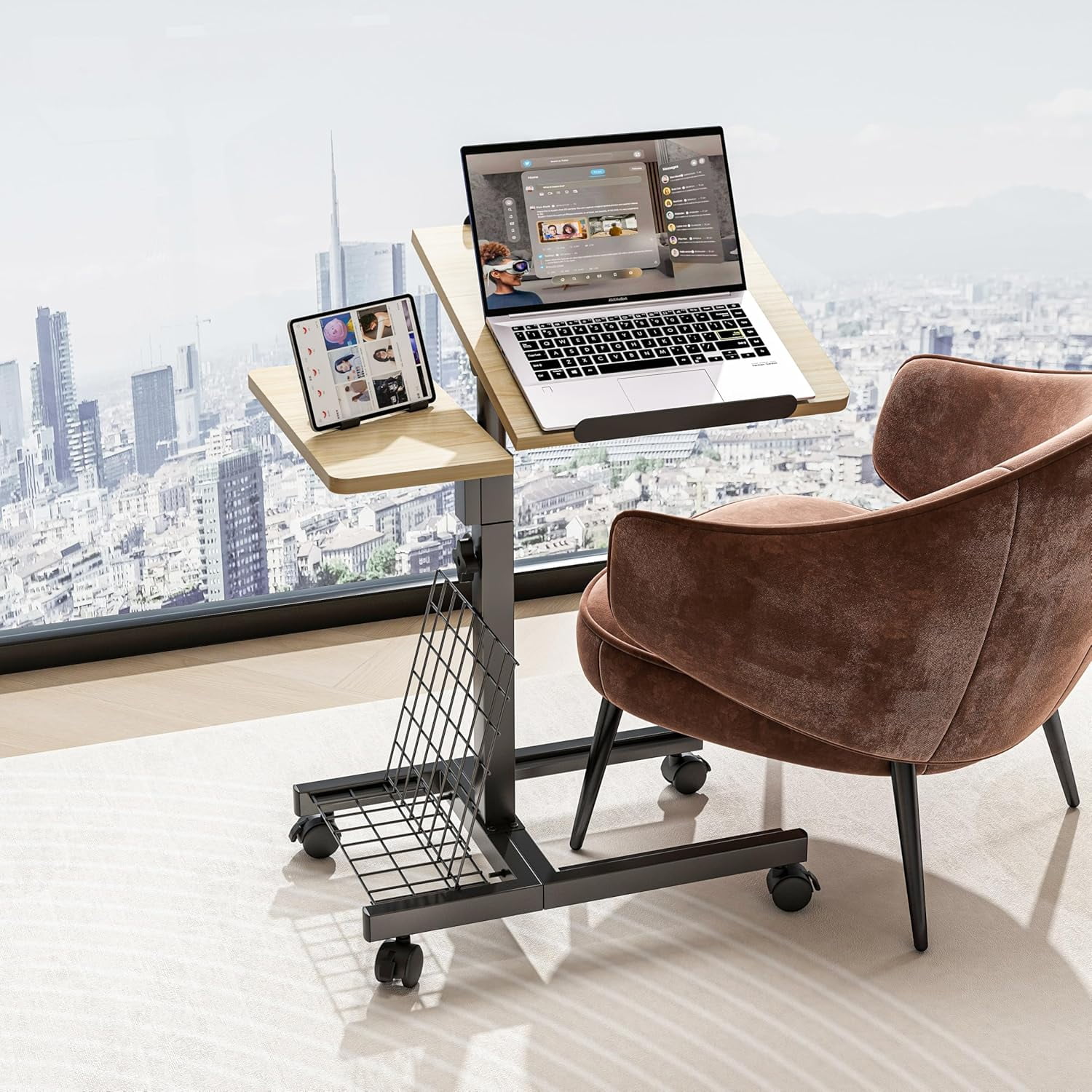 Over The Bed Table with Wheels Small Side Table Laptop Stand for Sofa ...