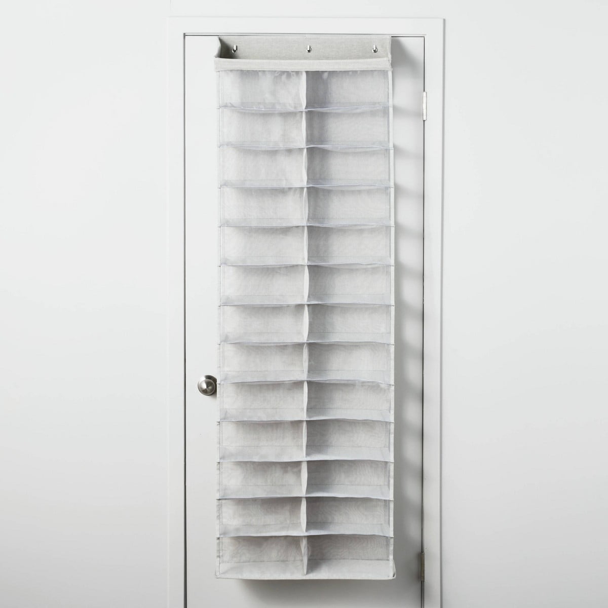 Over The Door 26 Shelf Mesh Shoe Organizer Light Gray - Hanging Shoe ...
