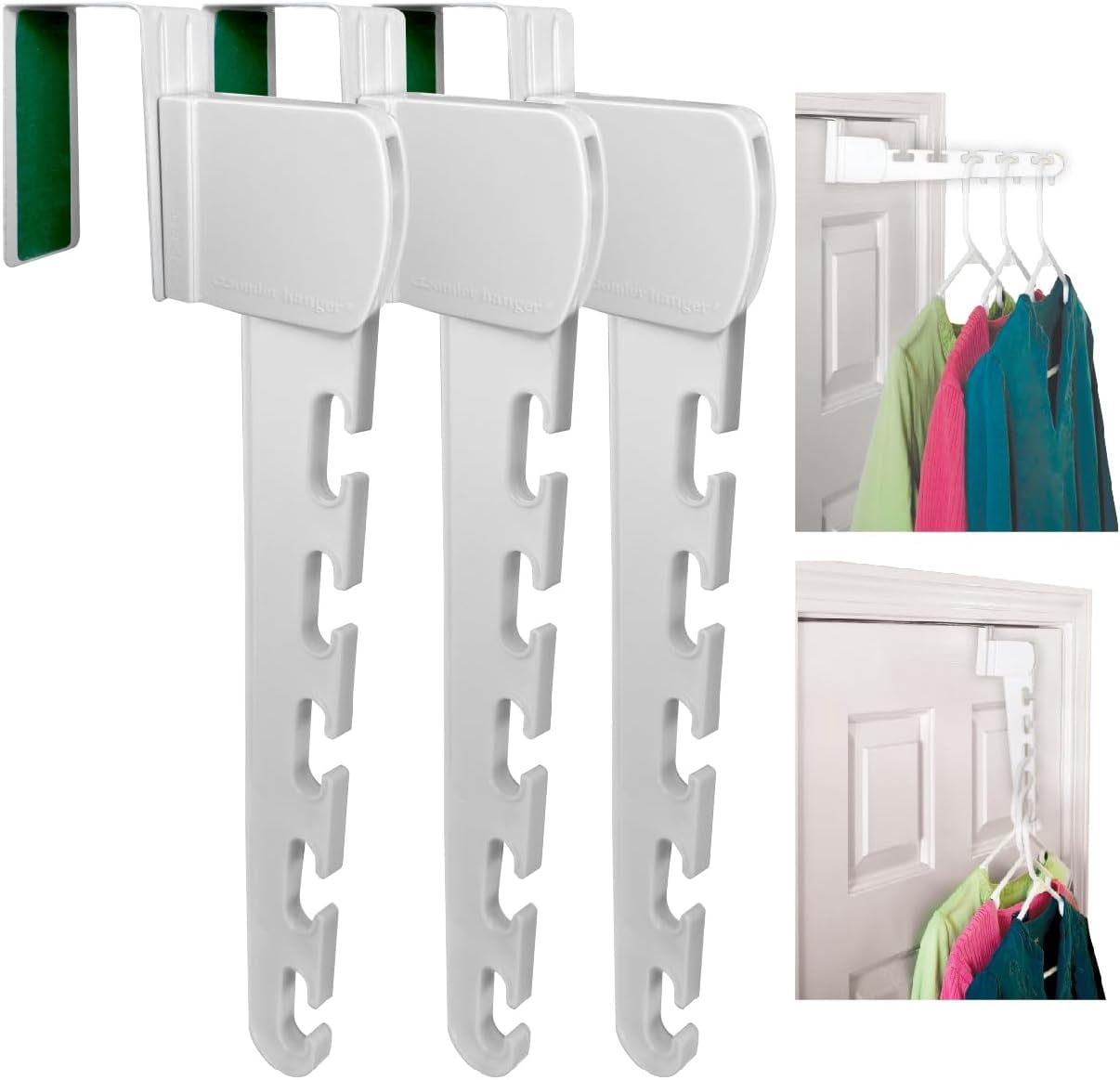 Over The Door 3-Pack Organizer for Clothes Hangers, Space-Saving ...