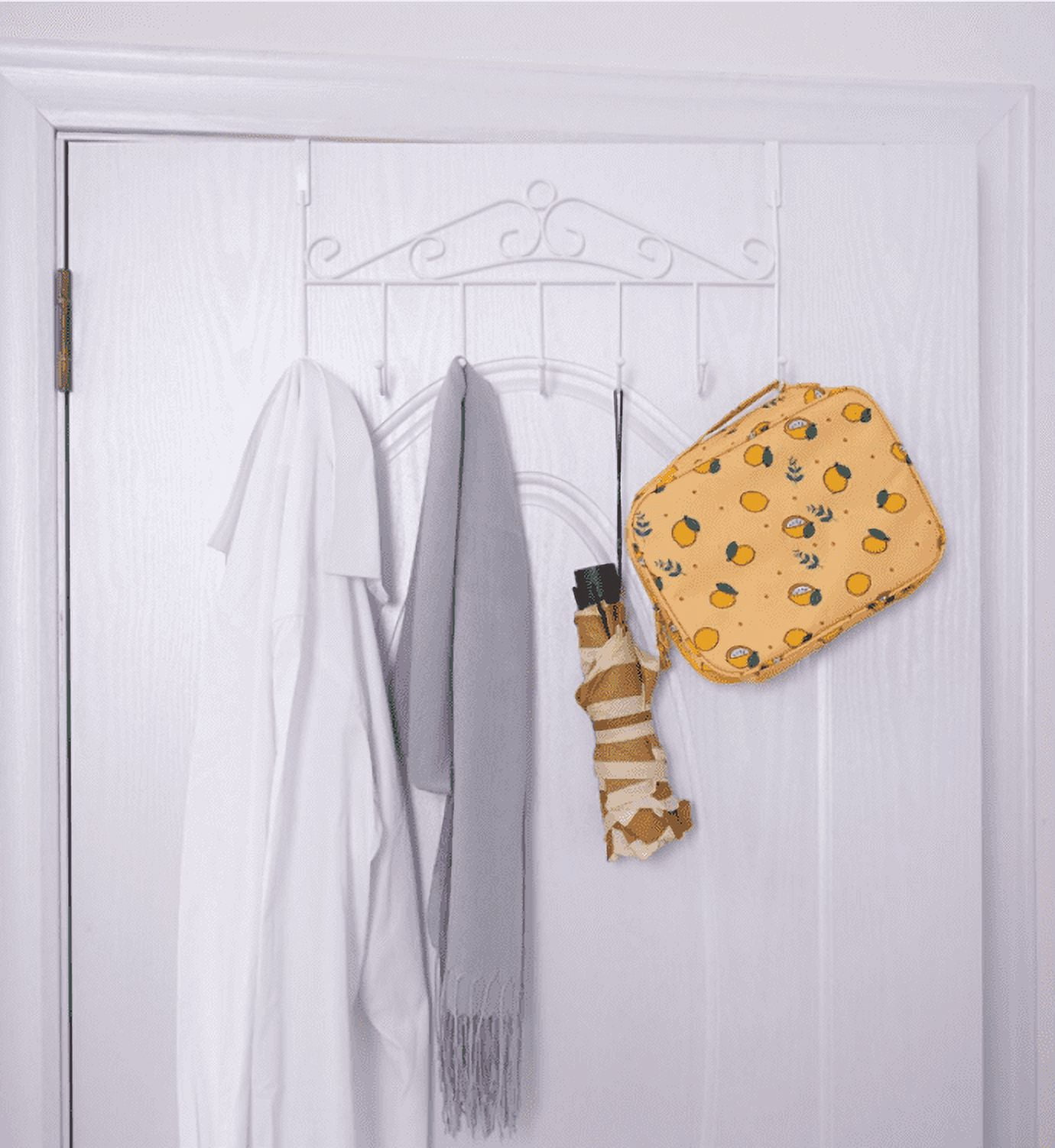 Over The Door 7 Hanger Rack Metal Rack for Home Use Hats Coats Key Bag ...