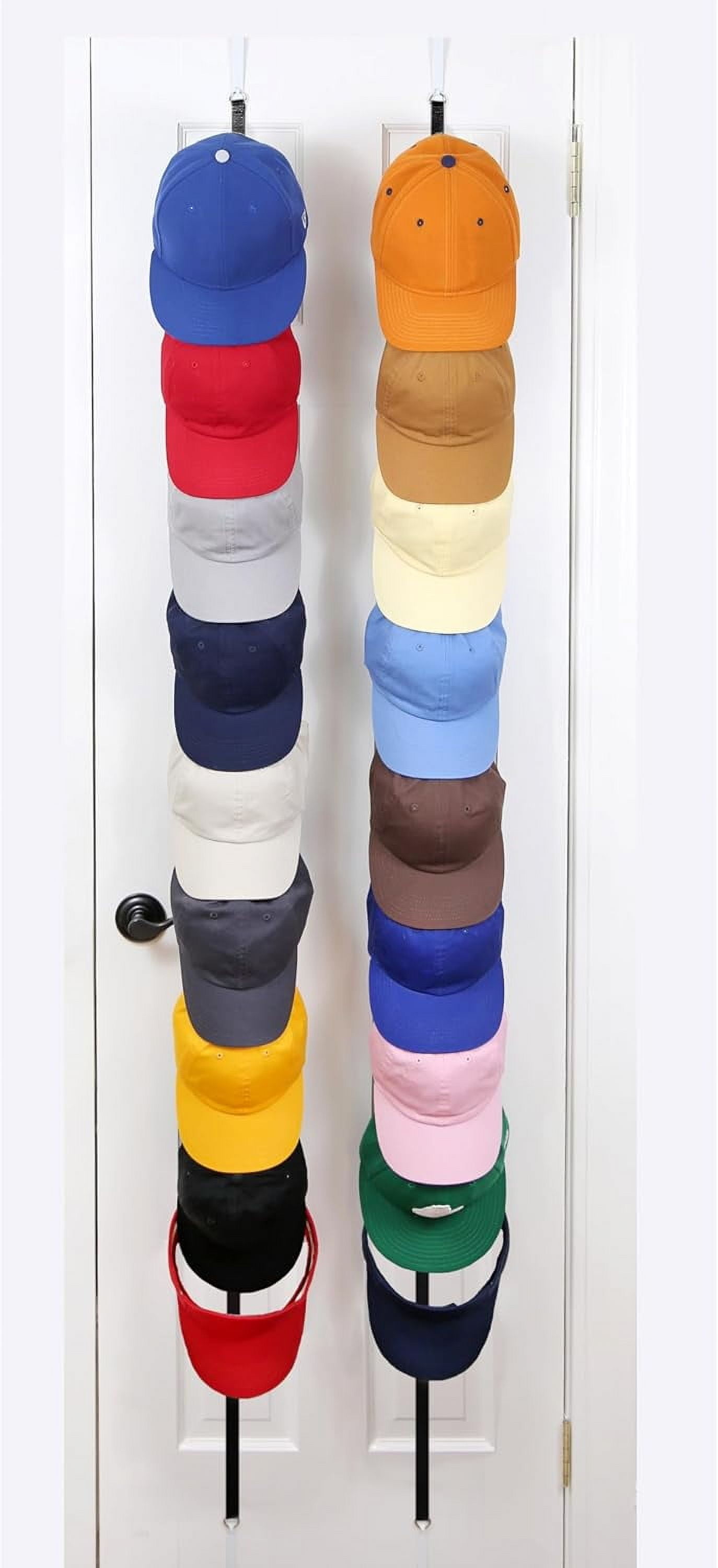 Over-The-Door Hat Organizer for Baseball Caps | 2 Straps, Holds 18-36 ...