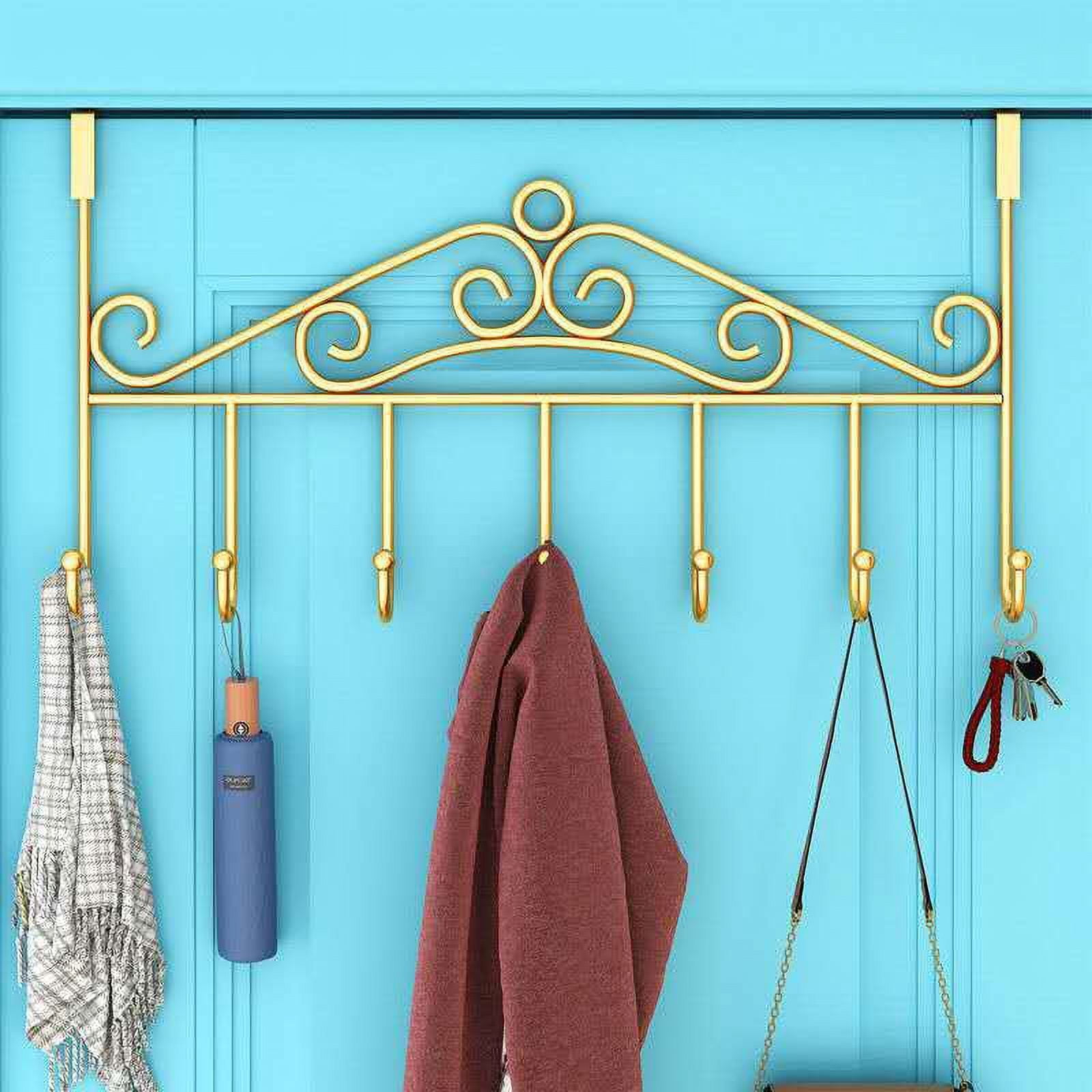 Over The Door Hook,7 Metal Over the Door Rack,Overdoor Hanging Storage ...