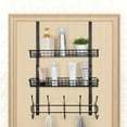 Over The Door Hook Hanger Storage Organizer with 5 Hooks & 2 Baskets ...