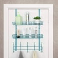 Over The Door Hook Hanger Storage Organizer with 5 Hooks & 2 Baskets ...