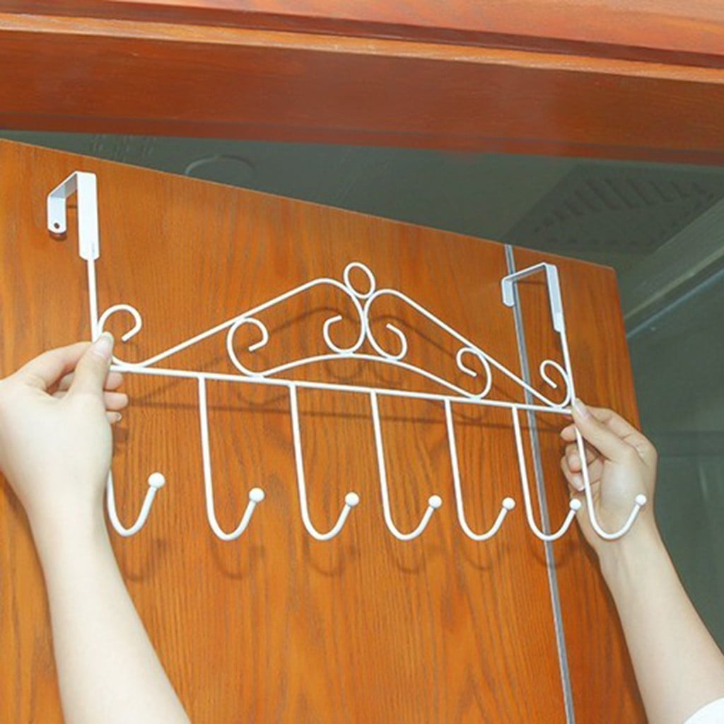 Over The Door Hooks 7 Hanger Rack Metal Rack for Home Use Hats Coats ...