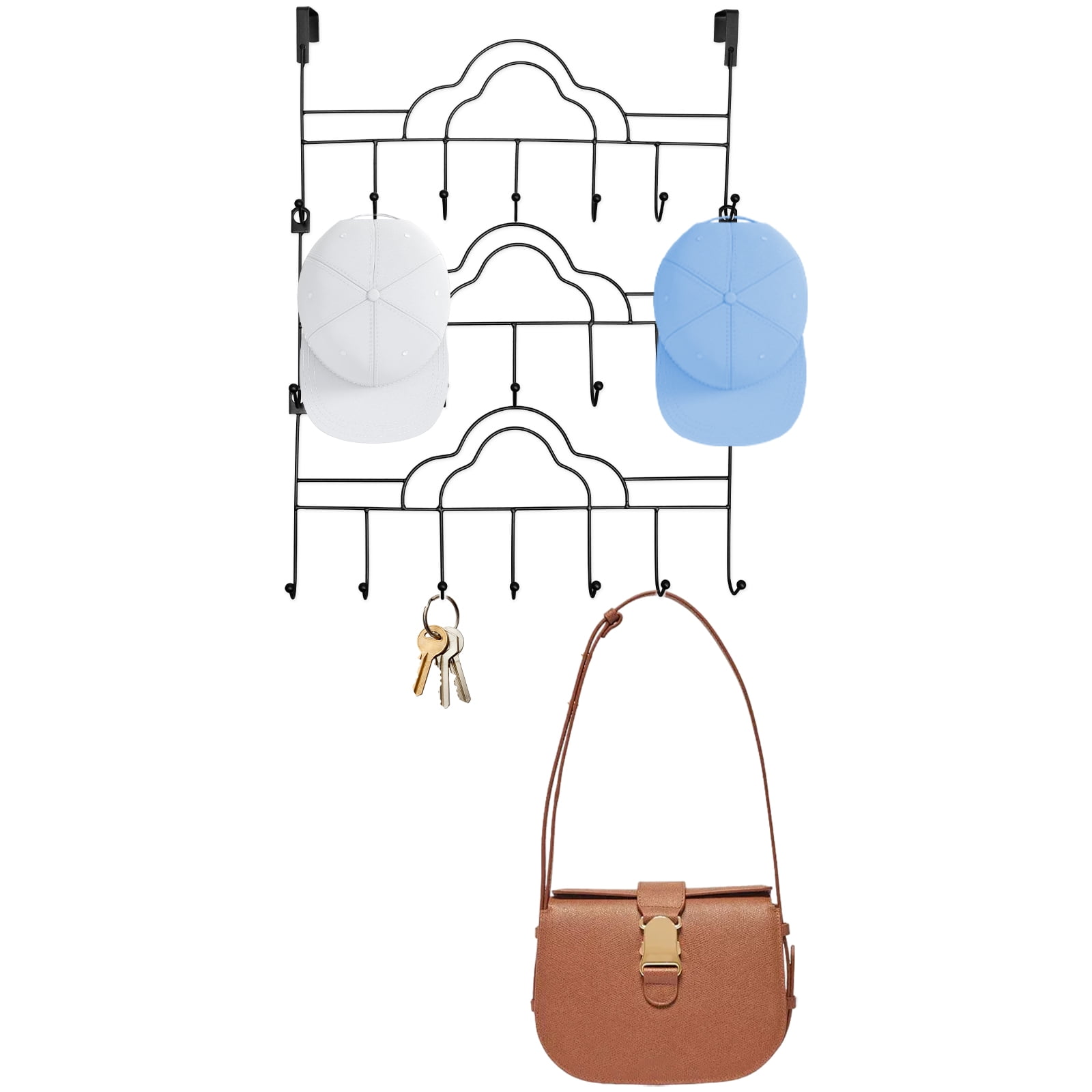 Over The Door Hooks Over Door Hat Rack - 3 Tier Wall Mounted Hat Holder ...