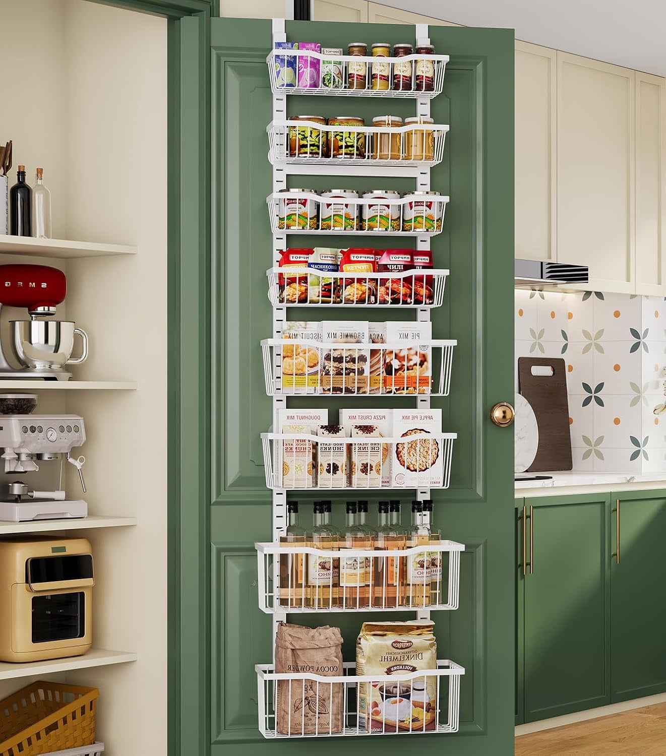 Over The Door Organizer，8-Tier Over The Door Pantry Organizer with ...